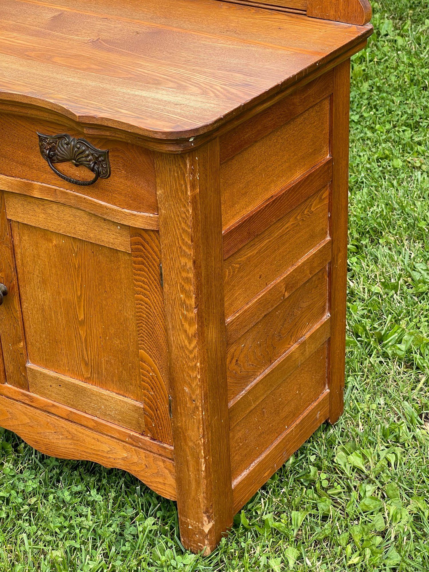 Antique Solid Oak Washstand Dry Sink With Towel Bar Rack & Original Hardware #2404 ...