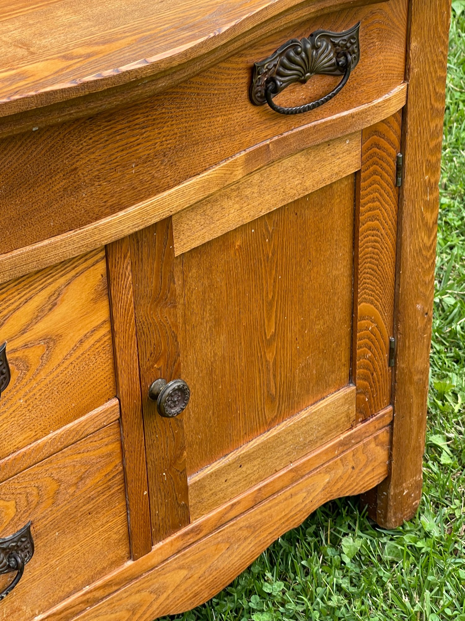 Antique Solid Oak Washstand Dry Sink With Towel Bar Rack & Original Hardware #2404 ...