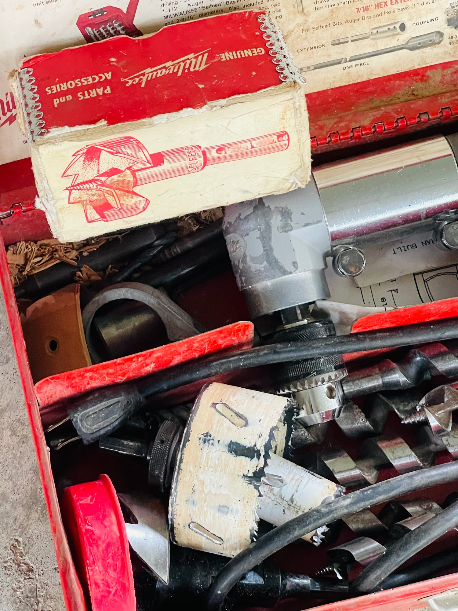 Milwaukee Heavy Duty Right Angle Drill 1/2 Model 1101-1 W/ Extra Bits ...