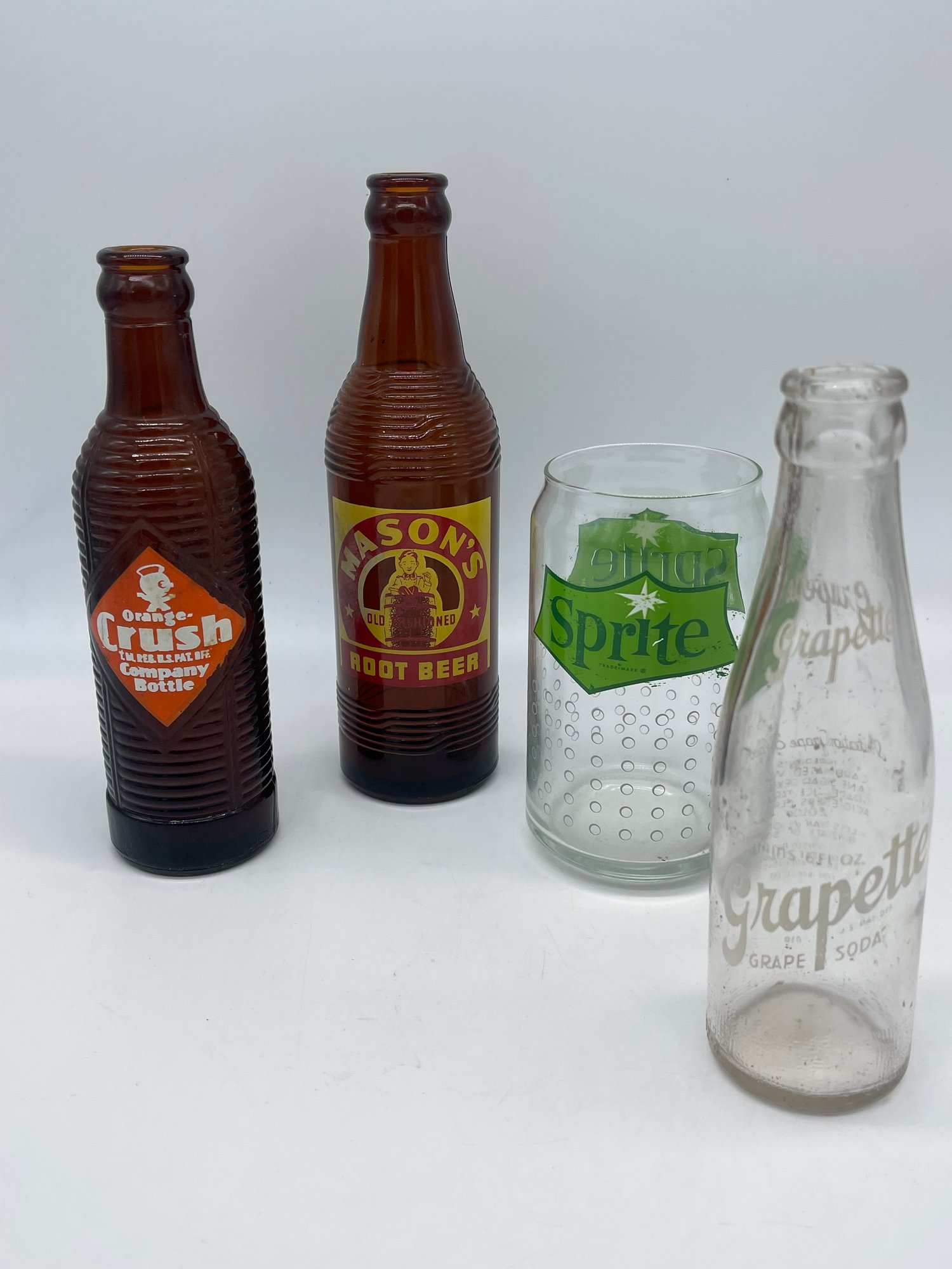 Vintage Group Lot Soda Bottles Orange Crush Masons Root Beer Sprite ...