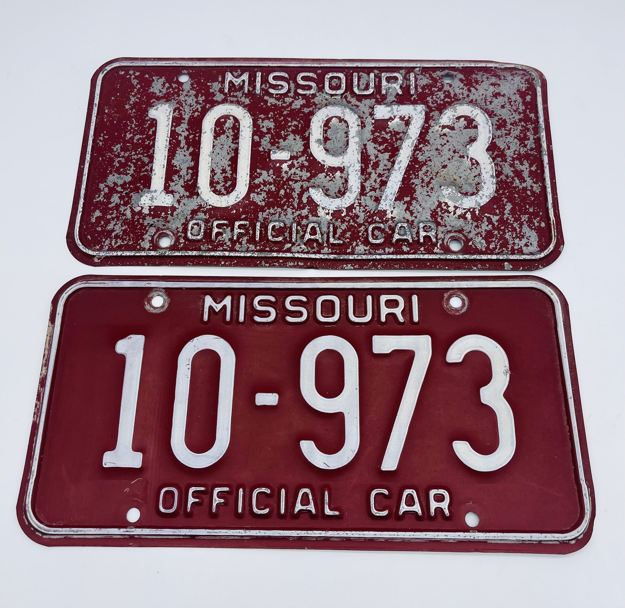 Rare Original Vintage Matching Pair Metal Missouri Official Car License ...