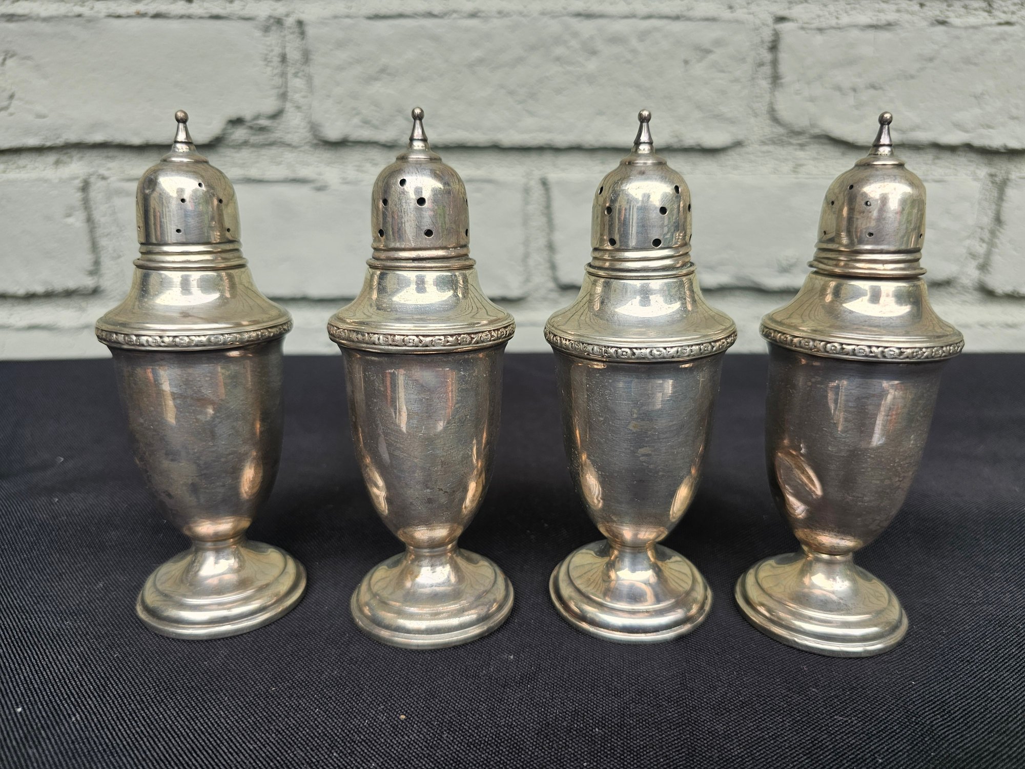 Group Of Four Weighted Sterling Salt And Pepper Shakers #9900 ...