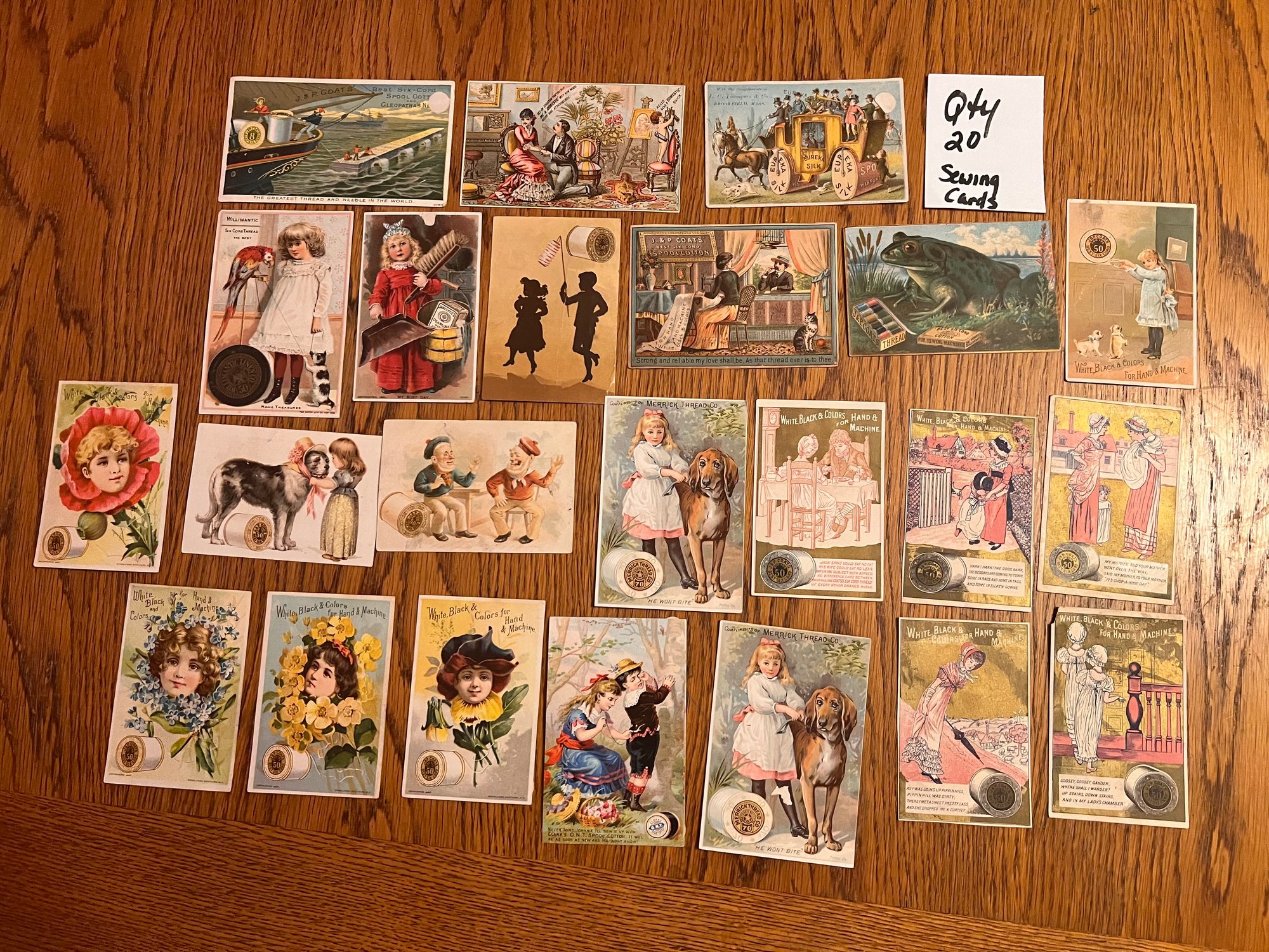 Victorian Sewing Advertising Trade Cards (qty 20) #1569 | Auctionninja.com