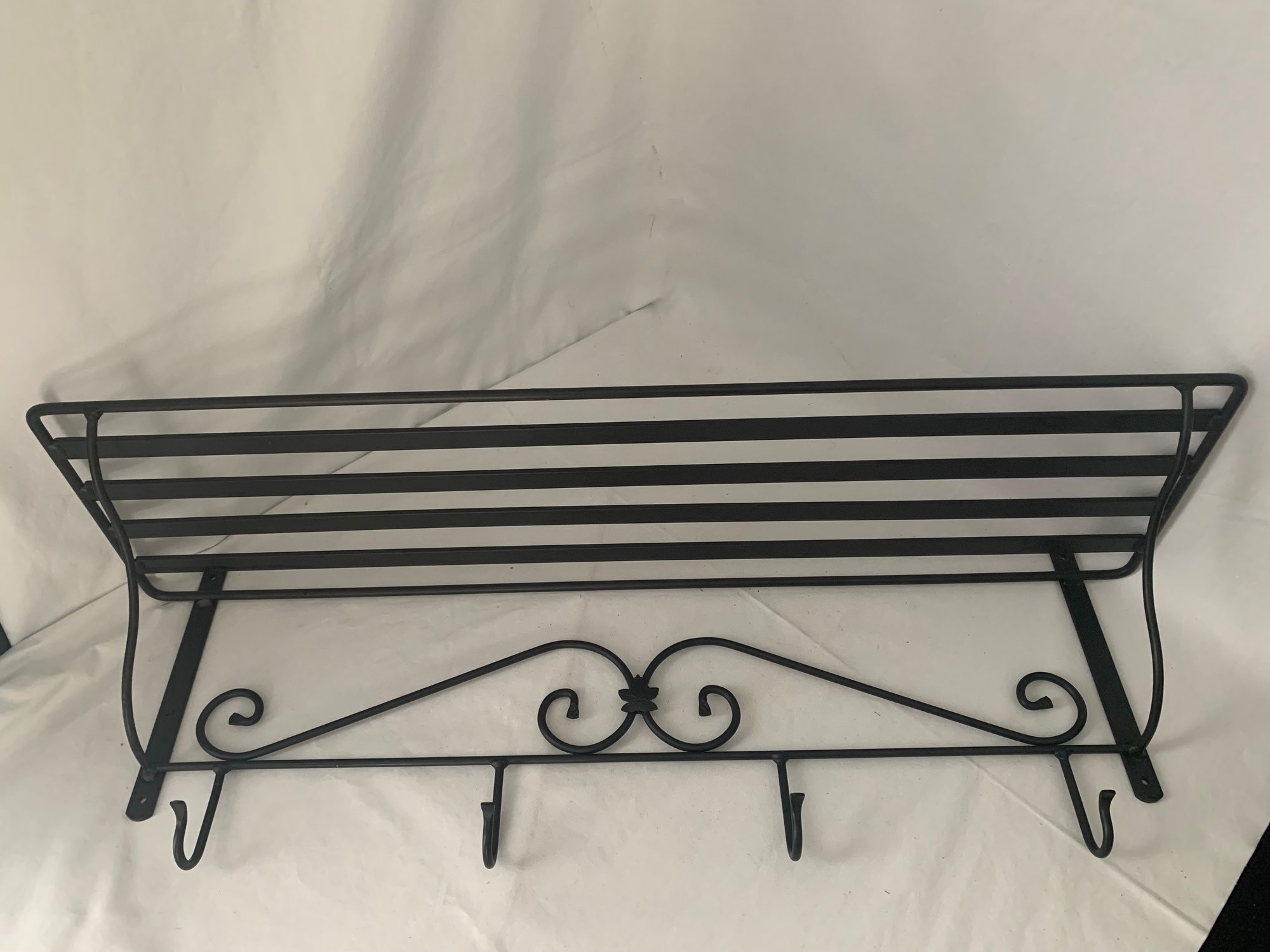 2000's Longaberger Large Wrought Iron Wall Shelf With 4 Hooks #3137 ...