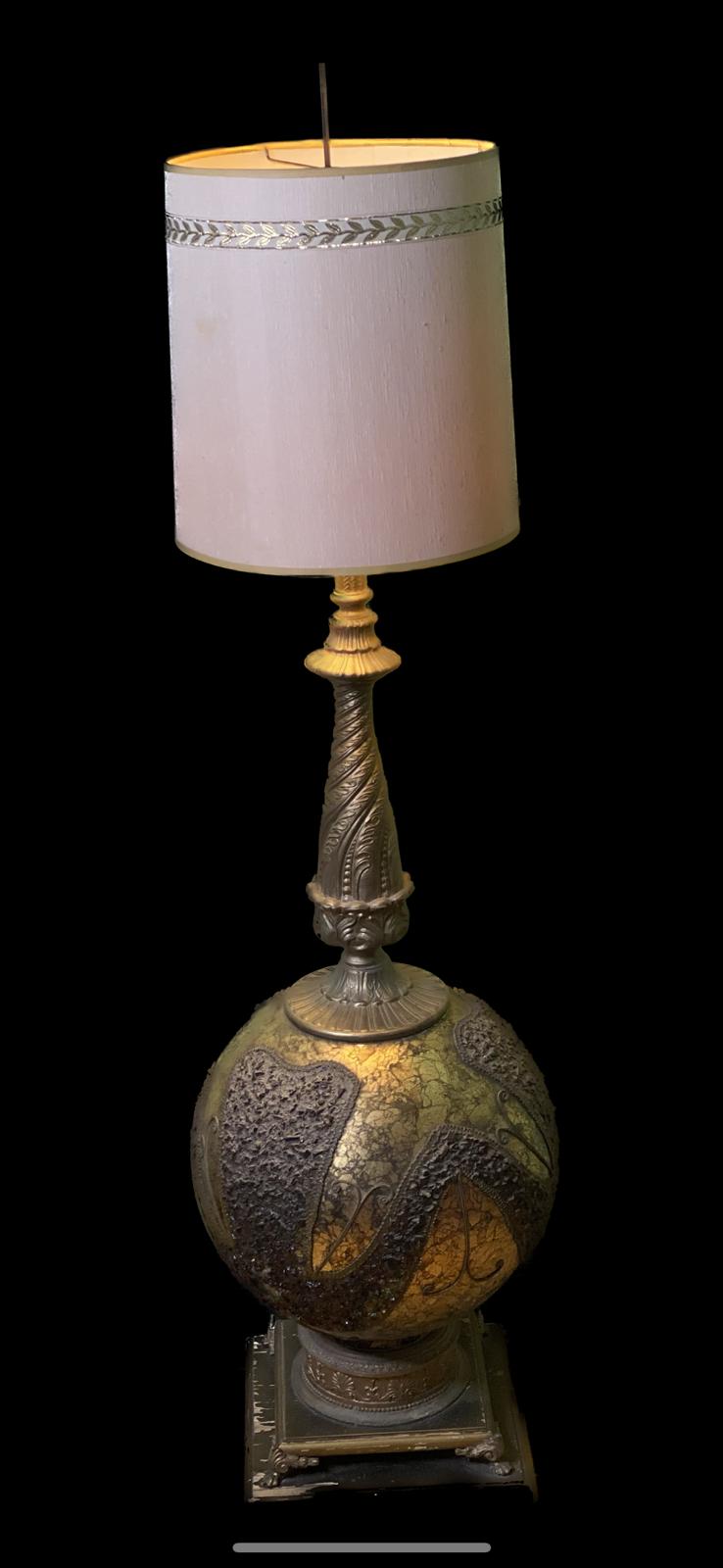 Vtg Mid Century Glass With Brass Lava Floor Lamp With Shade #4496 ...