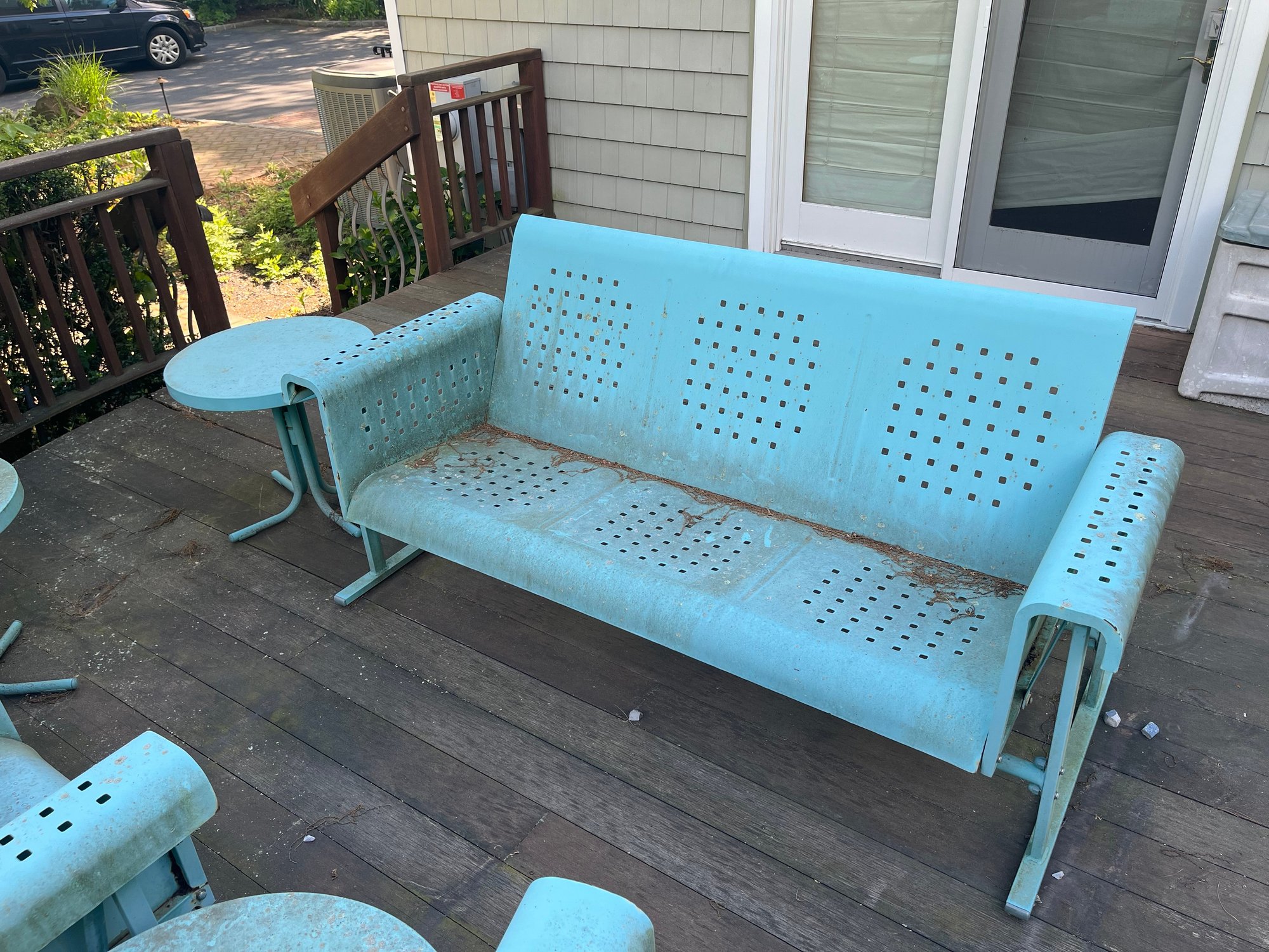 Large Glider Outdoor Sofa With 2 Tables #4719 | Auctionninja.com