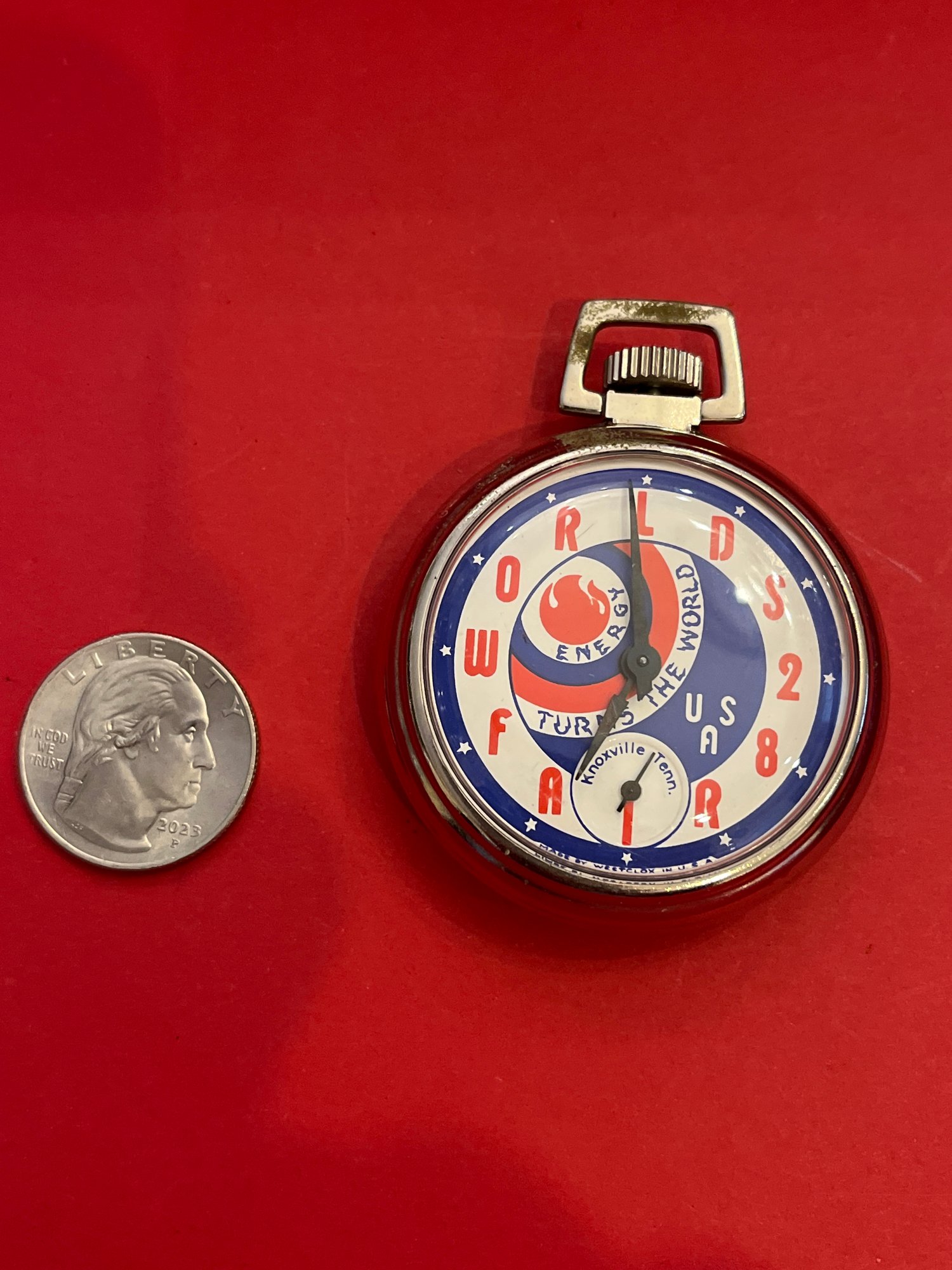 1982 Worlds Fair Mechanical Pocket Watch #1528 | Auctionninja.com