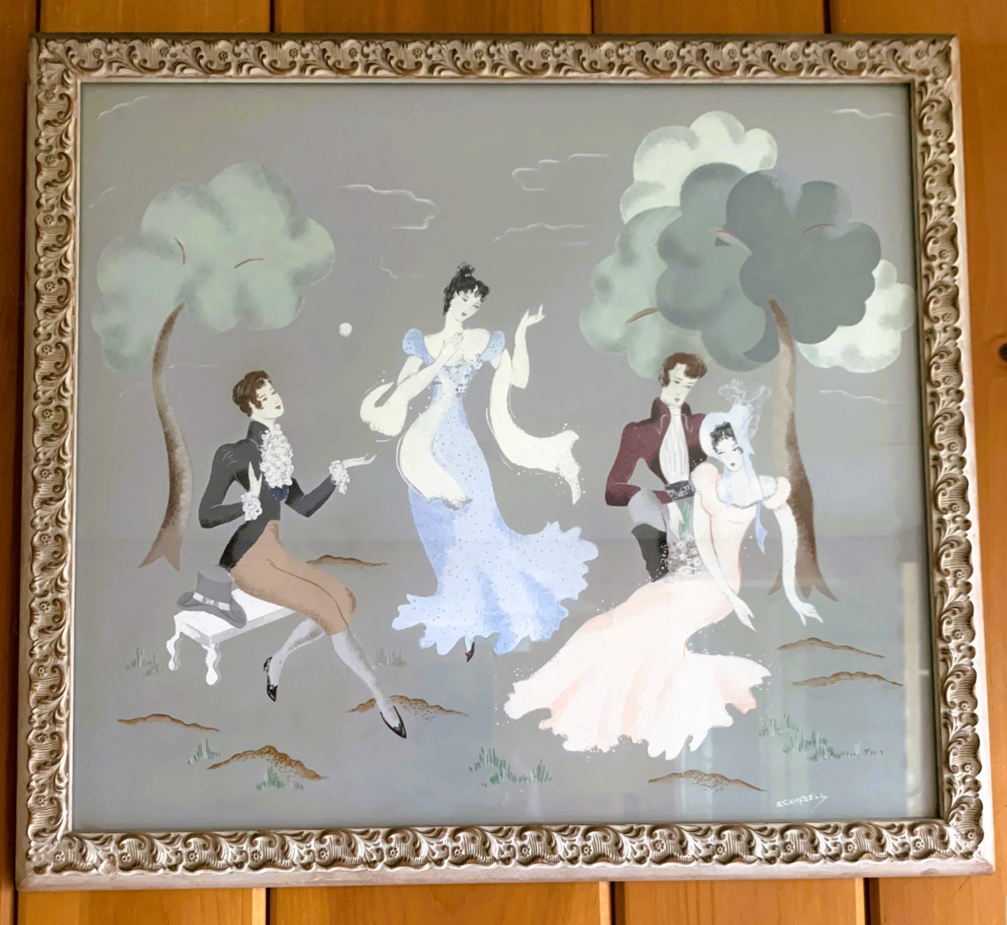 Reverse Painting Of Regency Garden Party (EM46) #4101 | Auctionninja.com