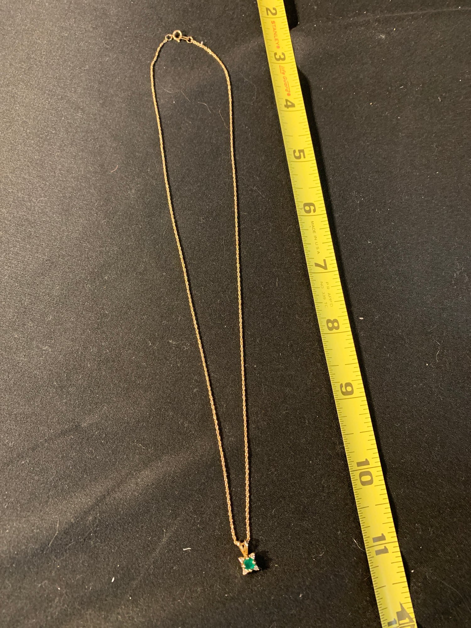 14 Kt Chain W/ Emerald And Dia Pendant #9704 | Auctionninja.com