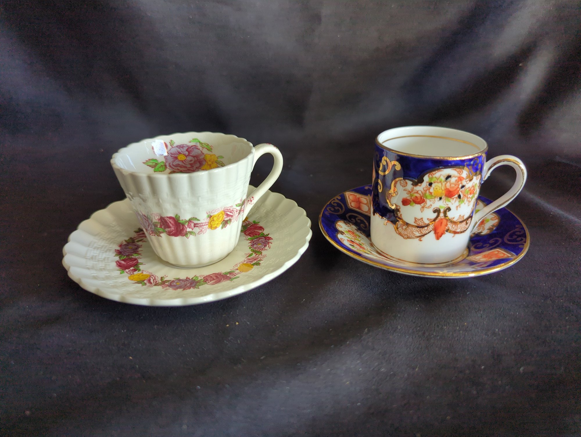 Two Antique Bone China Demitasse Cups - Exp England Rose Brier Pattern ...