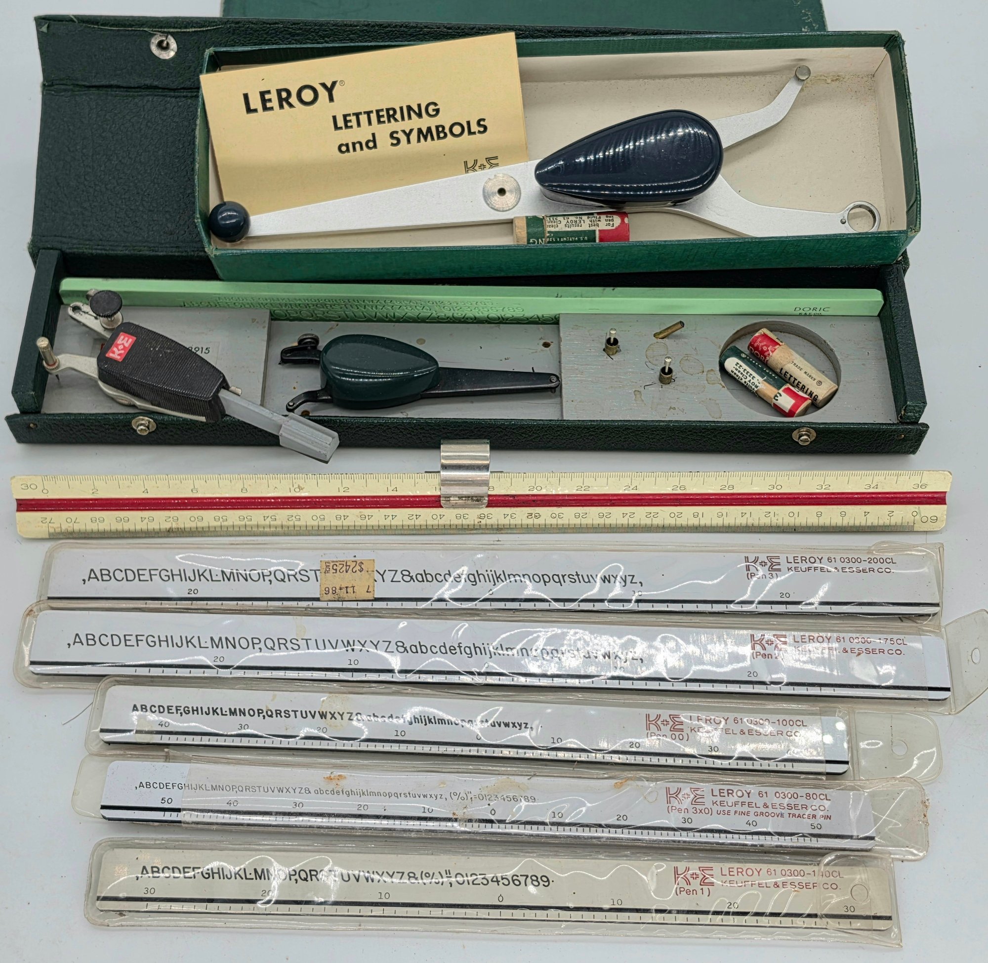 Keuffel & Esser (K&E) Leroy Lettering And Symbols Set _ 3 Scribe Arms ...
