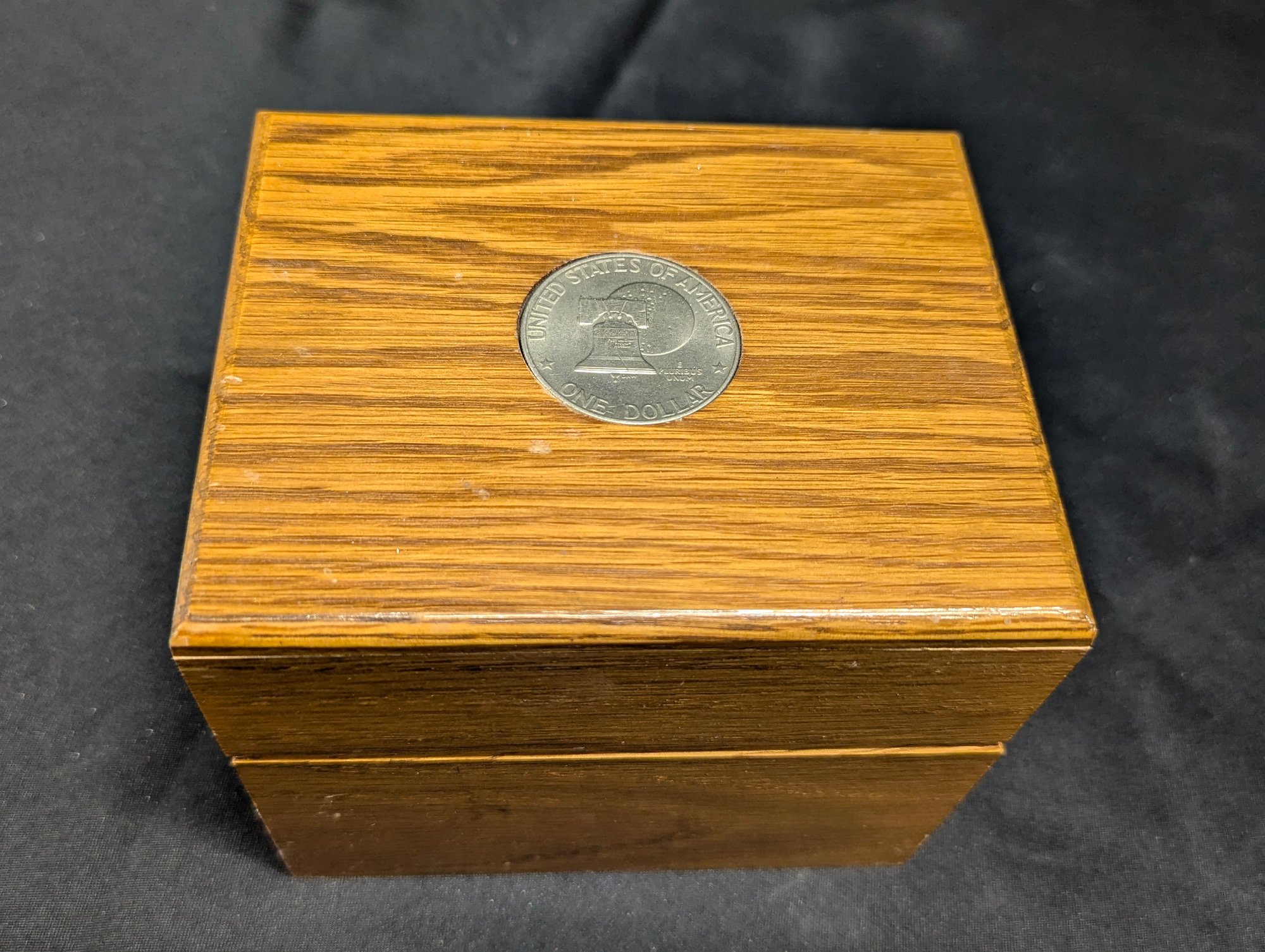 Decorative Wooden Box With Inlaid $1 Coin- 5.5x4.5x5 #6341 ...