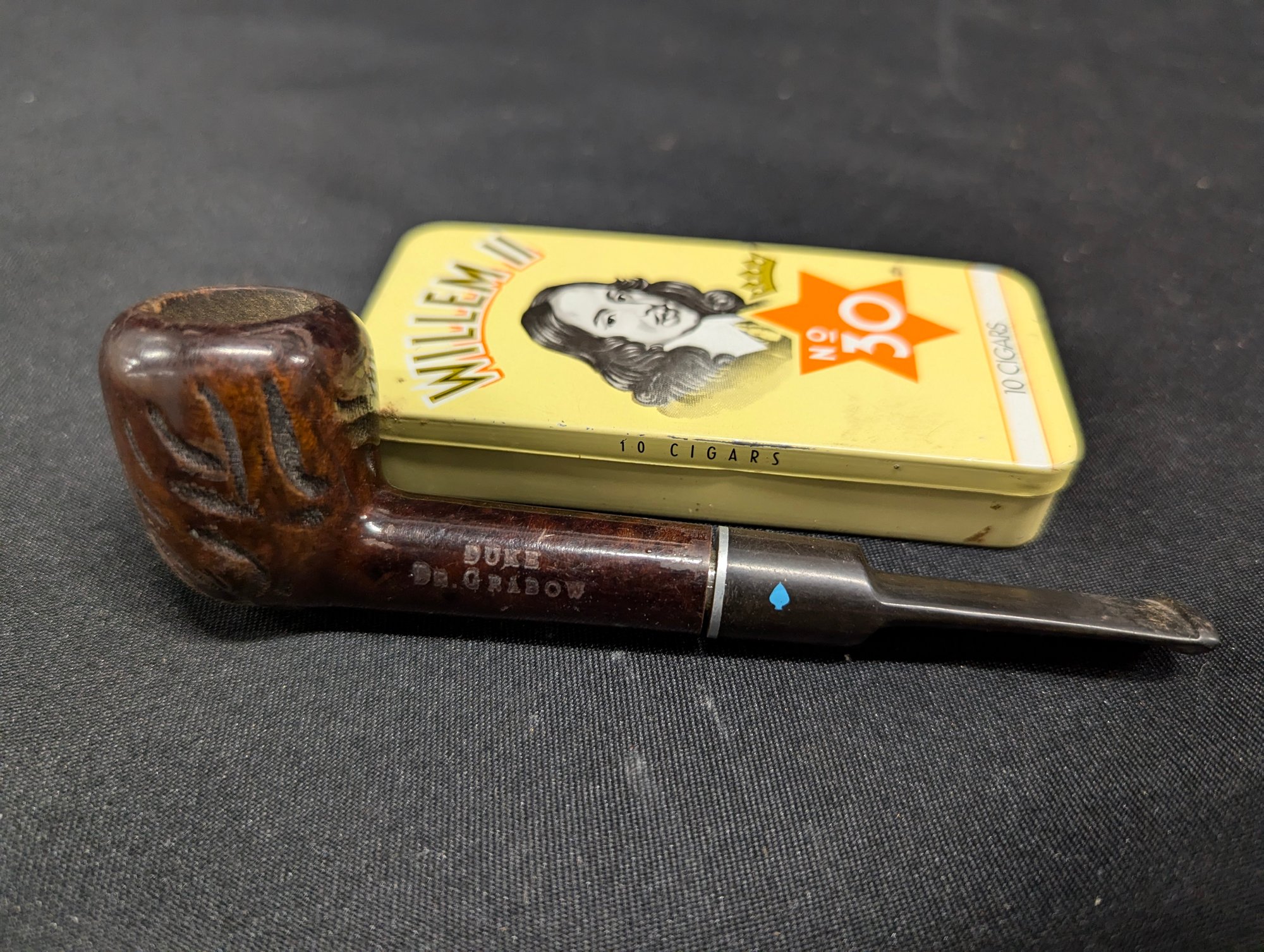 Carved Wooden Pipe Marked Duke, Dr. Grabow And William III Antique ...