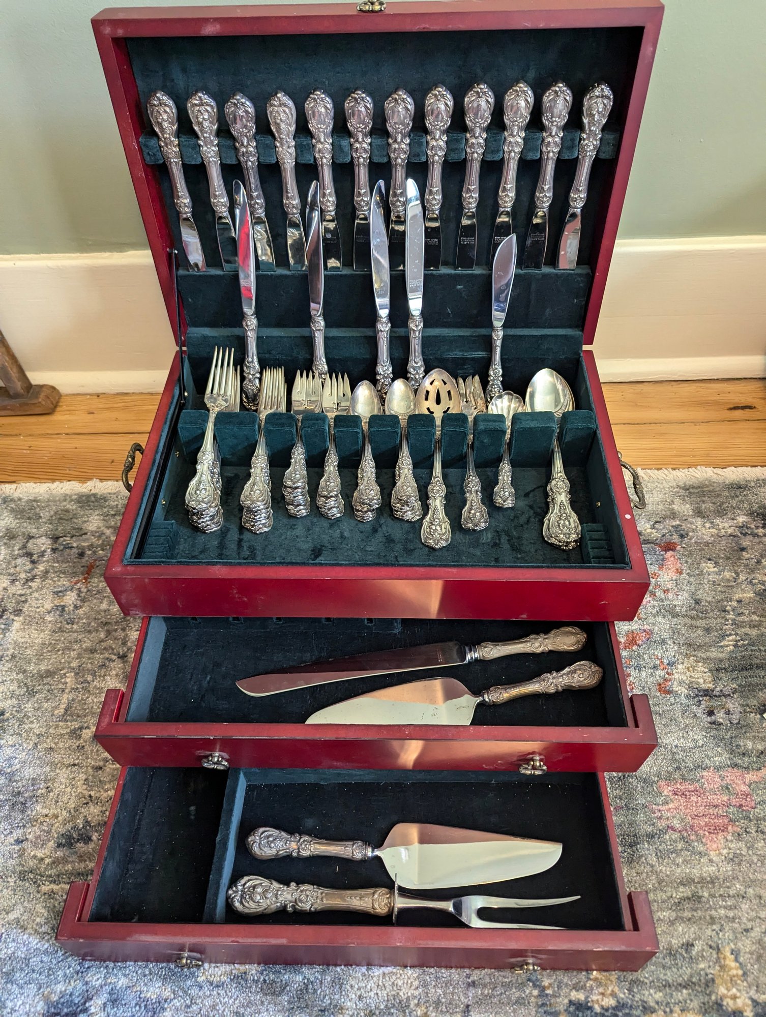 Reed And Barton STERLING SILVER Ornate Floral Flatware Pattern - 9 Lbs ...