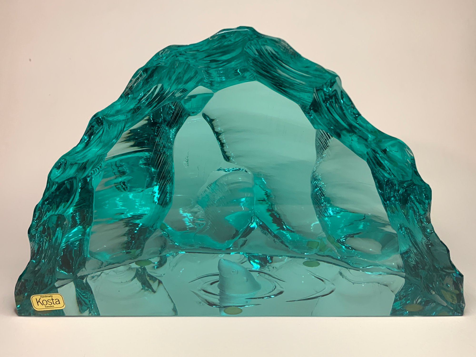 Beautiful Vintage Handmade Glass Iceberg Sculpture With Seal Detail ...