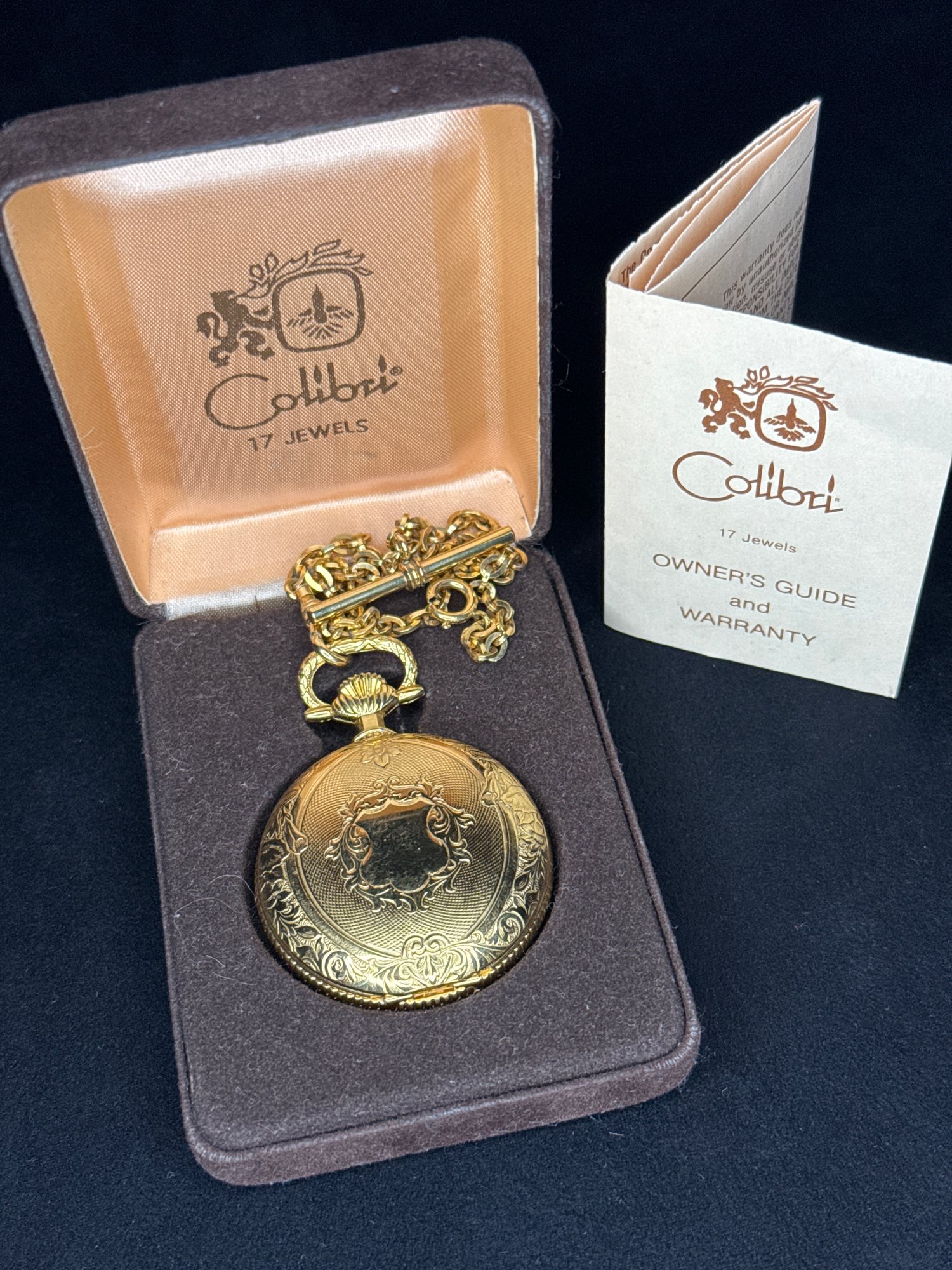 Vintage Colibri 17 Jewels Incabloc Gold Tone Mechanical Pocket Watch In ...