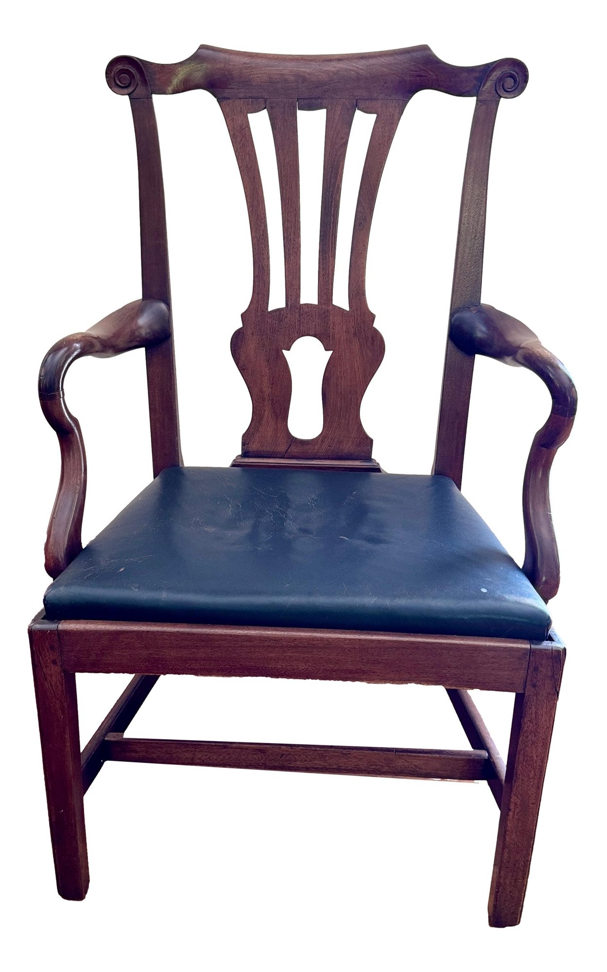 Early American Leather Seat Arm Chair #4096 | Auctionninja.com