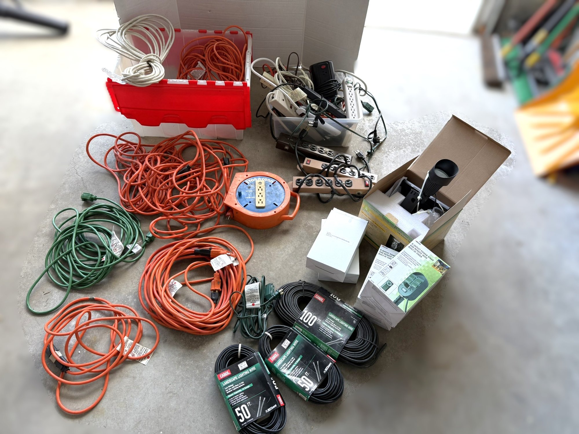 G/ Box And 2 Bins - Large Variety Of Extension Cords, Power Strips ...