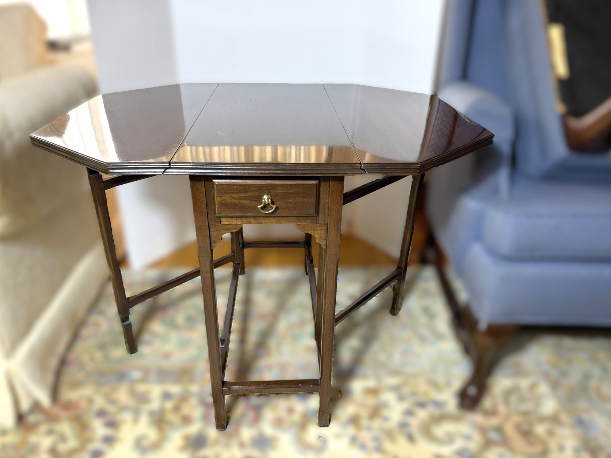 LR/ Ethan Allen Gate Leg Drop Leaf Wood 1 Drawer Side Table #31528 ...