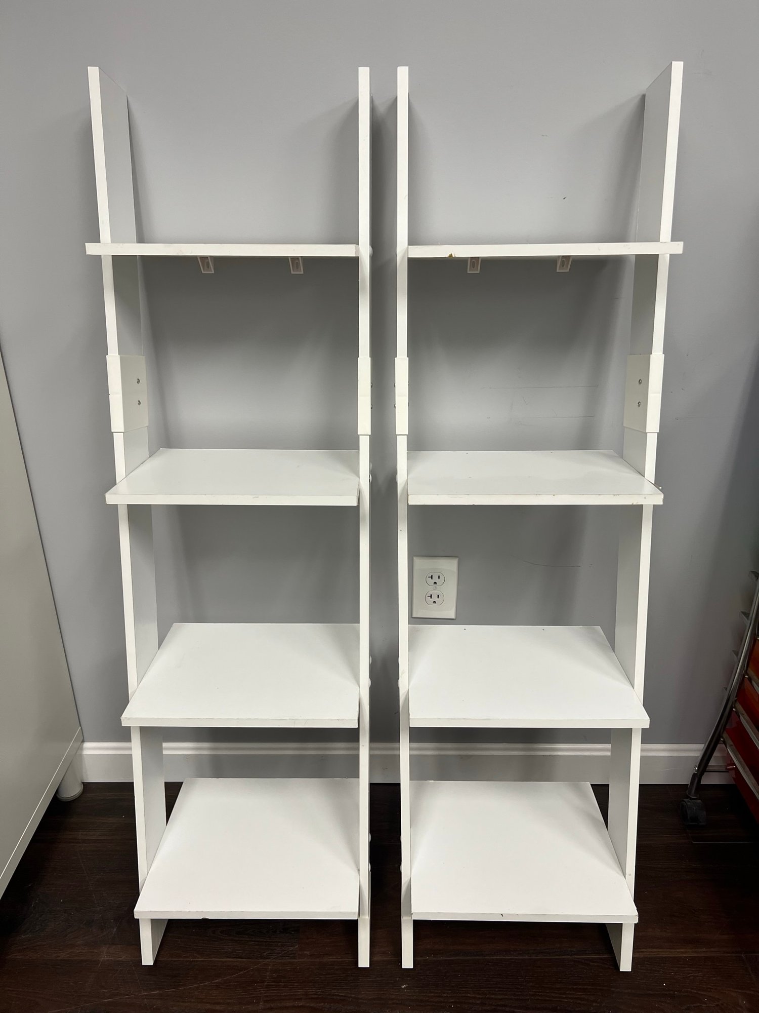 2 Pc - Pair Of White Laminated Particle Board Slim Profile Leaning 4 ...