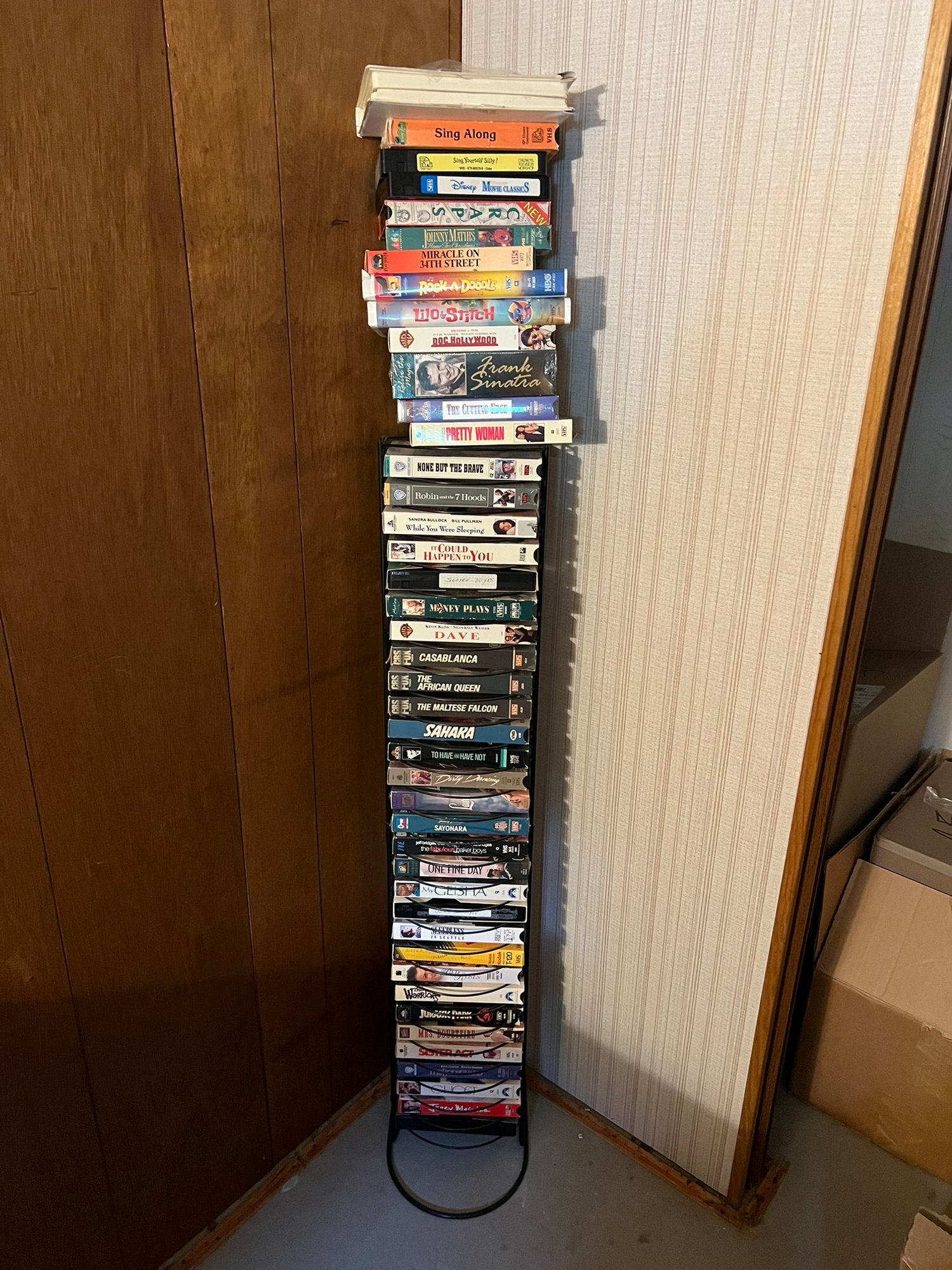2C/ 40plus Pcs - VHS Tape Lot With Tower Rack #25390 | Auctionninja.com