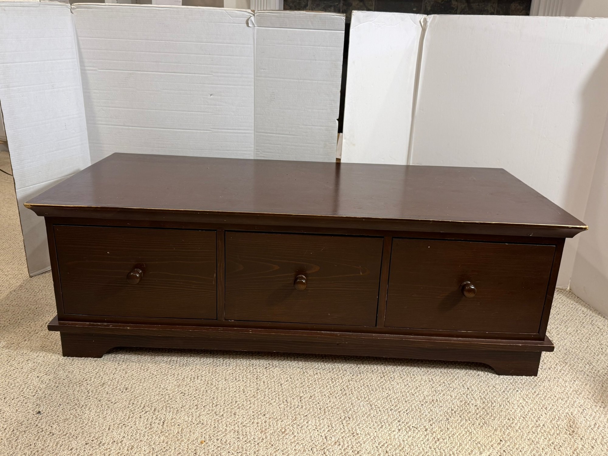 1C/ Large Wood Coffee Table W 3 Deep Drawers #31828 | Auctionninja.com