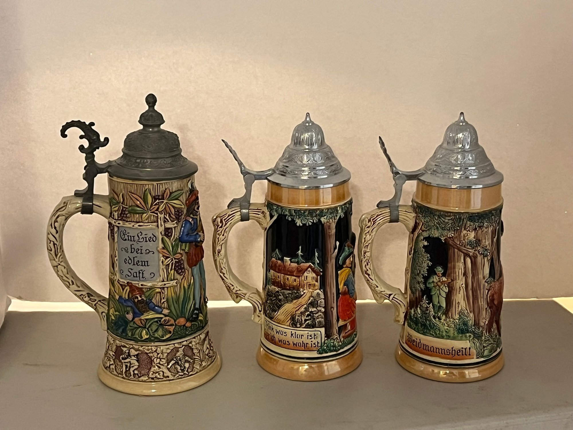 1B/ 3pcs - Ceramic German Beer Steins - Westers And Geschutzt Etc ...