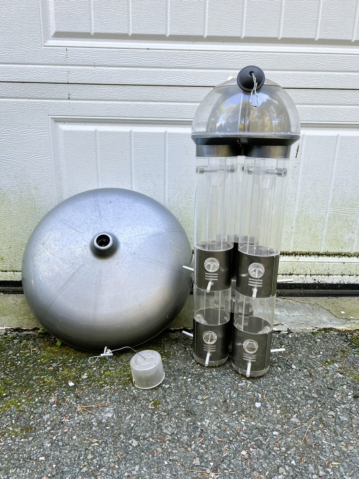 G/ "Opus" Huge Triple Tube Hanging Bird Feeder, Large Baffle - 3pcs ...