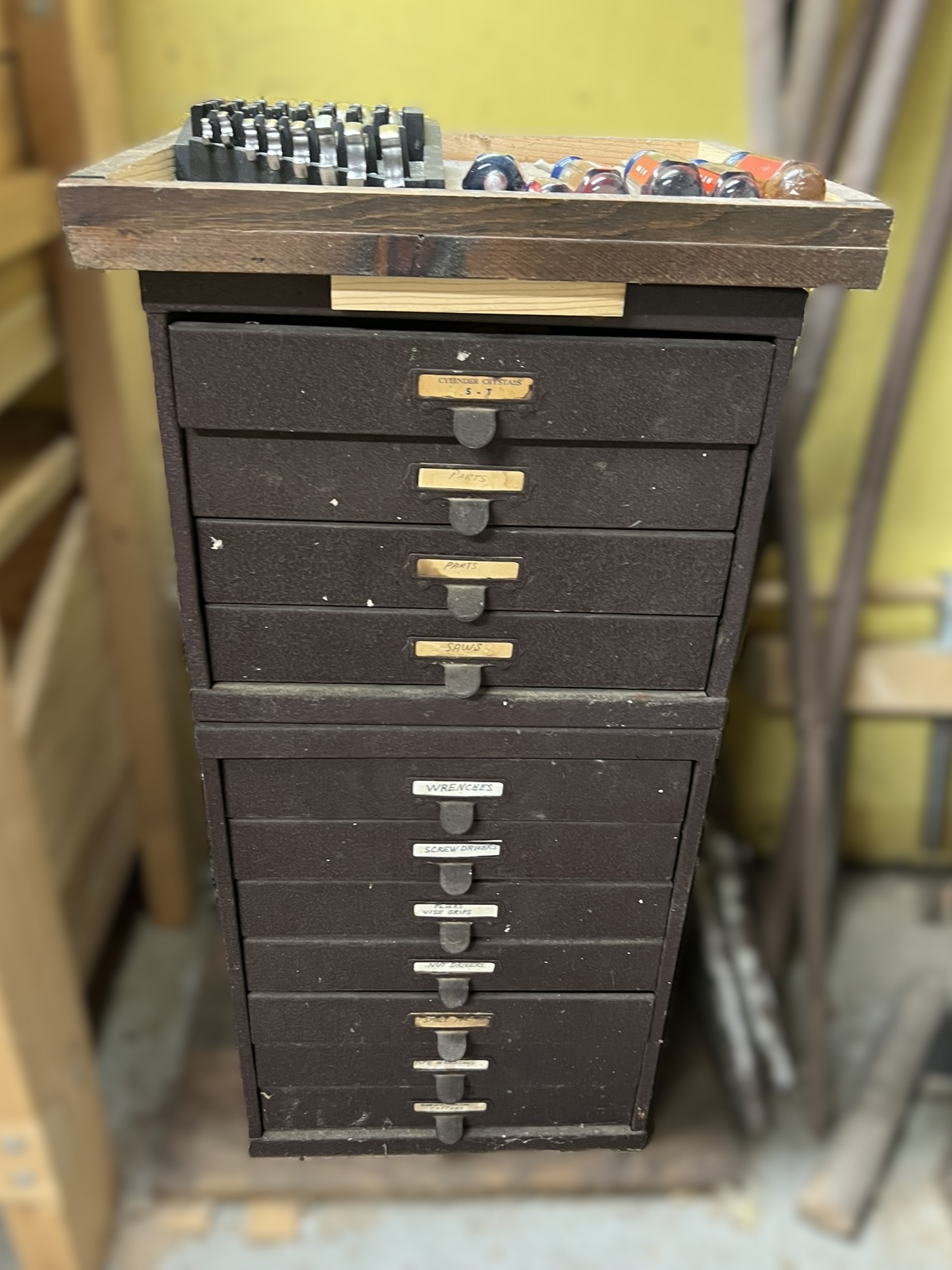 C/ 2 Piece Stacking Metal Organizer Cabinets With 11 Total Drawers And ...