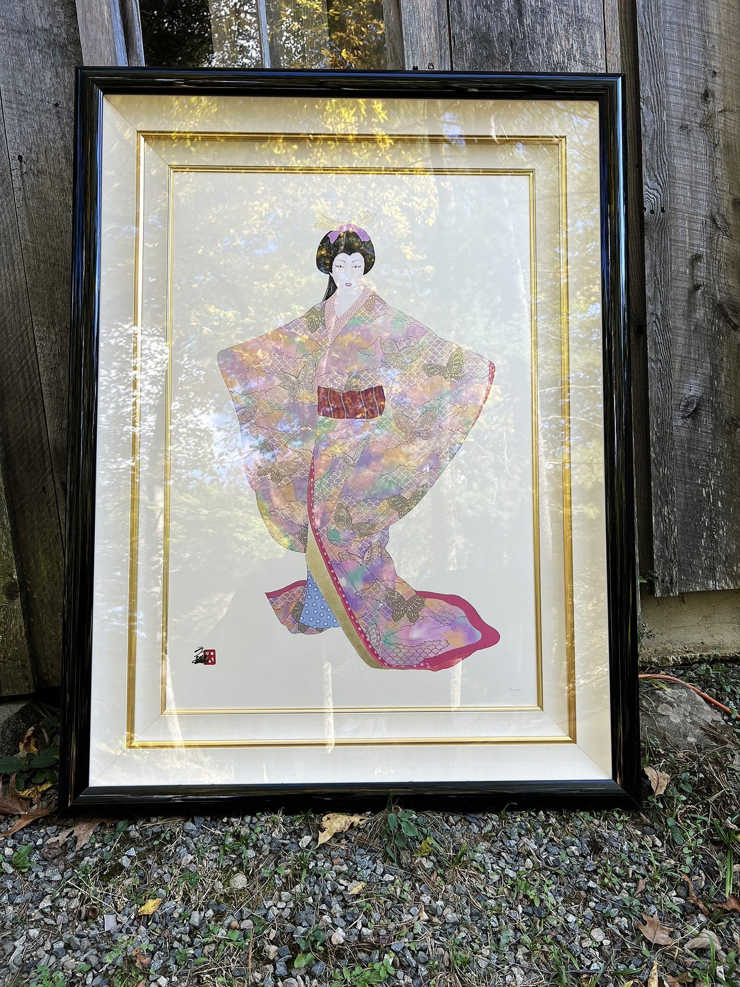 S/ Large 50"h Remarkable Framed Asian Inspired Wall Art, #91/300 - Signed Hisashi Otsuka #26760 ...