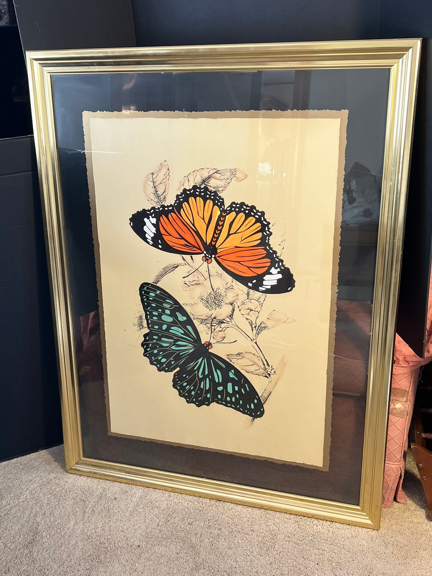 LR/ Large Framed Butterfly Artwork - Unique Polycast Acrylic #26851 ...