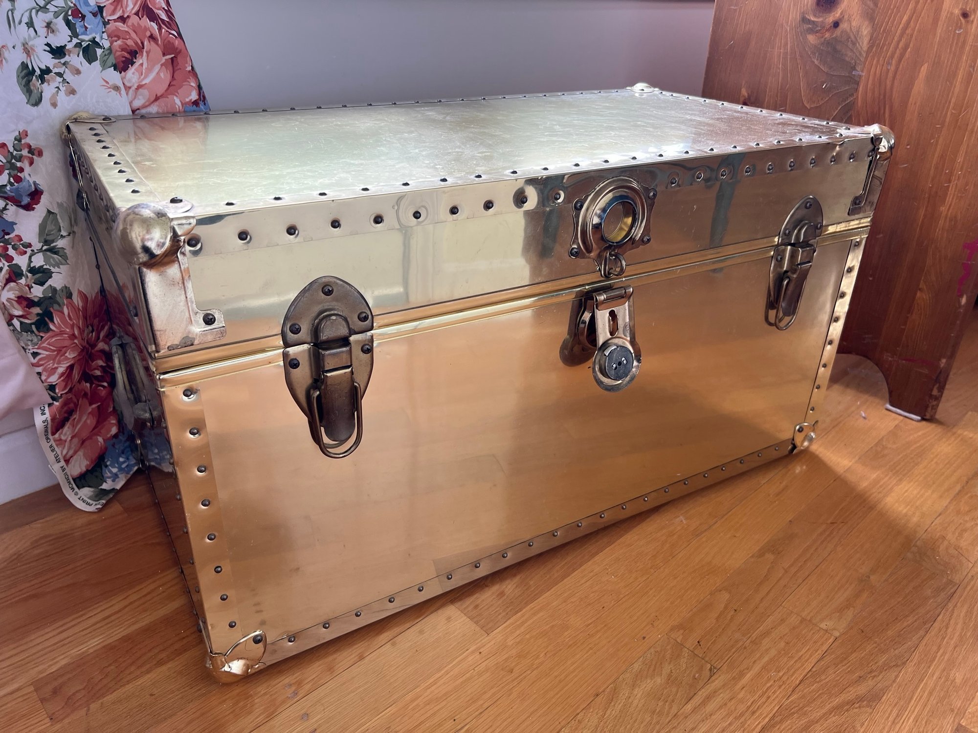 2BC/ Vintage Dresher Brass Hope Chest Trunk, Cedar Lined, 2 Side ...