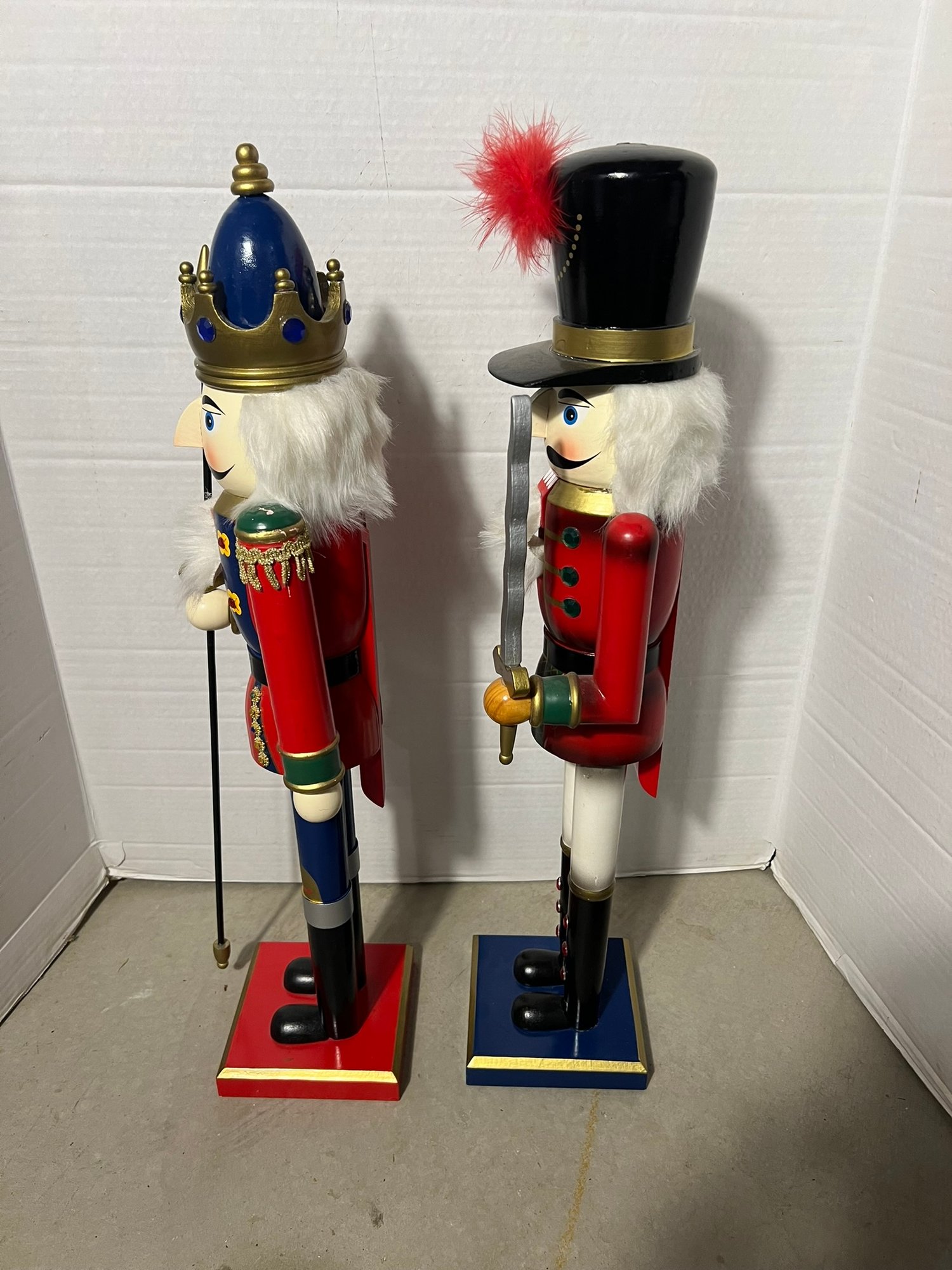 LLU/ 2 Wood Painted Nutcrackers - 2 Foot Tall #29197 | Auctionninja.com