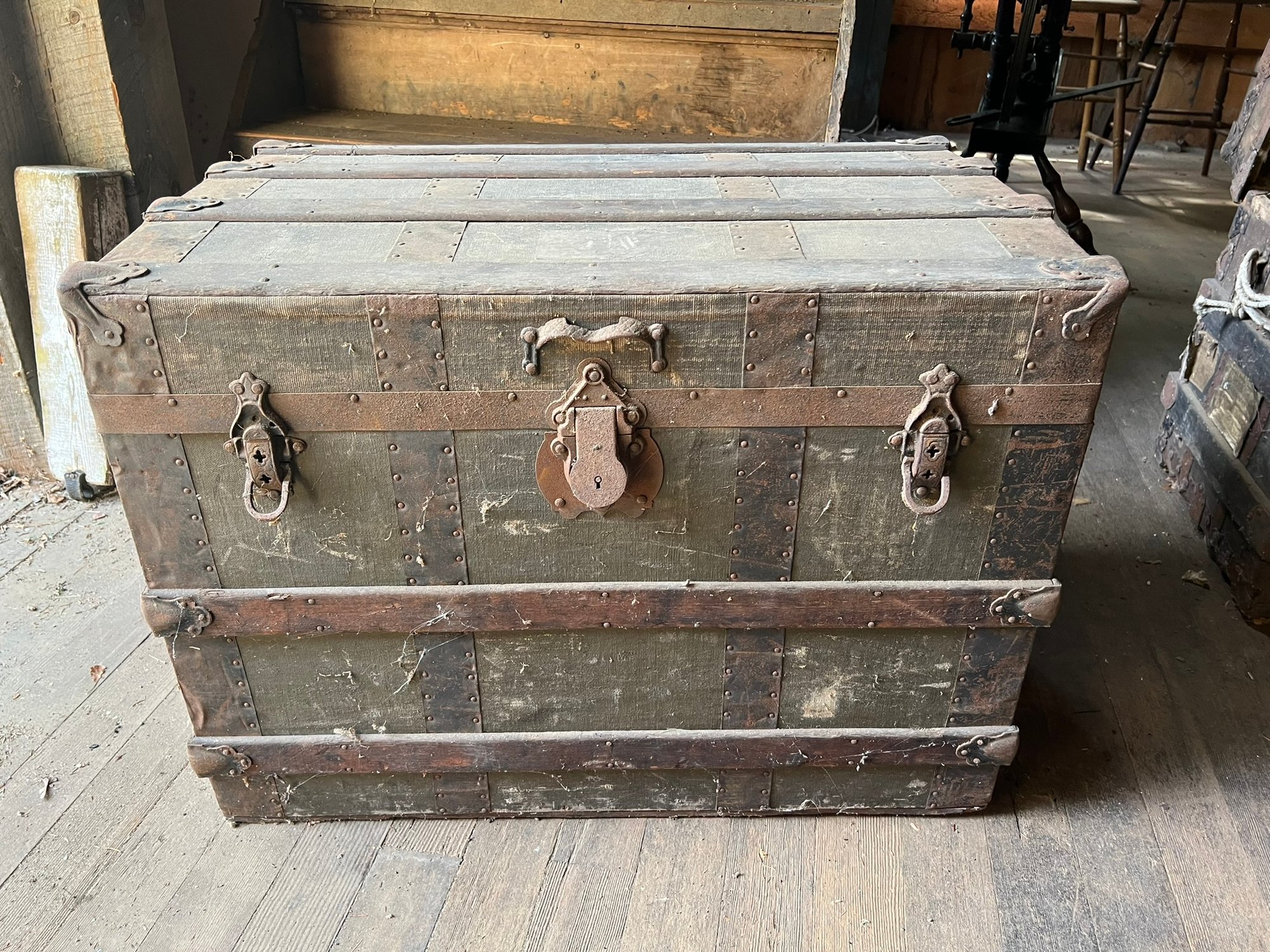B/ Antique Trans-Atlantic Steamer Trunk - Pre 1898 #24962 ...