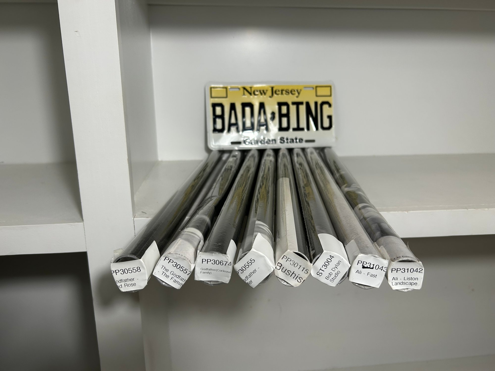 1C/ Box 9pcs - 8 Sealed Posters: Godfather, Ali, Dylan Etc And Jersey Novelty License Plate ...