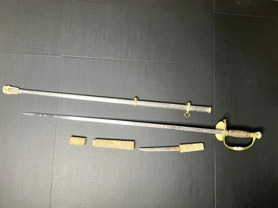 LR/ 2 Pcs - Ceremonial Sword And Scabbard & Small Katana Style Dagger ...