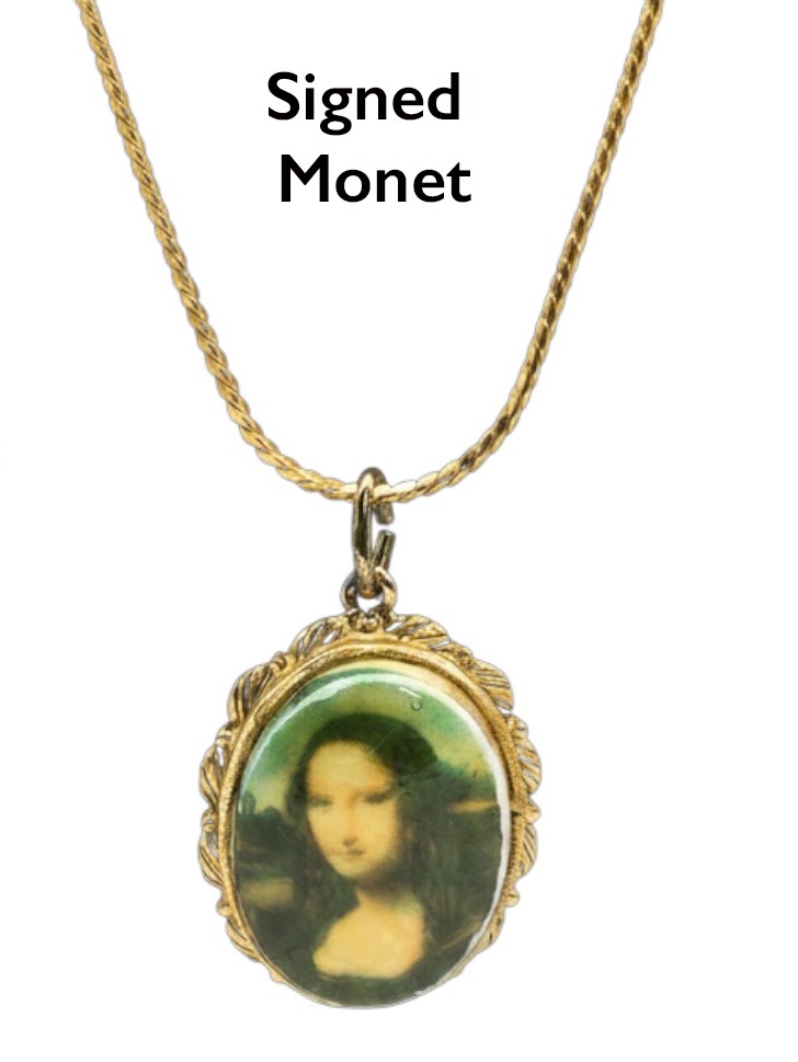 Lot 821LC- Monet Signed Mona Lisa Portrait Art Themed Pendant On ...