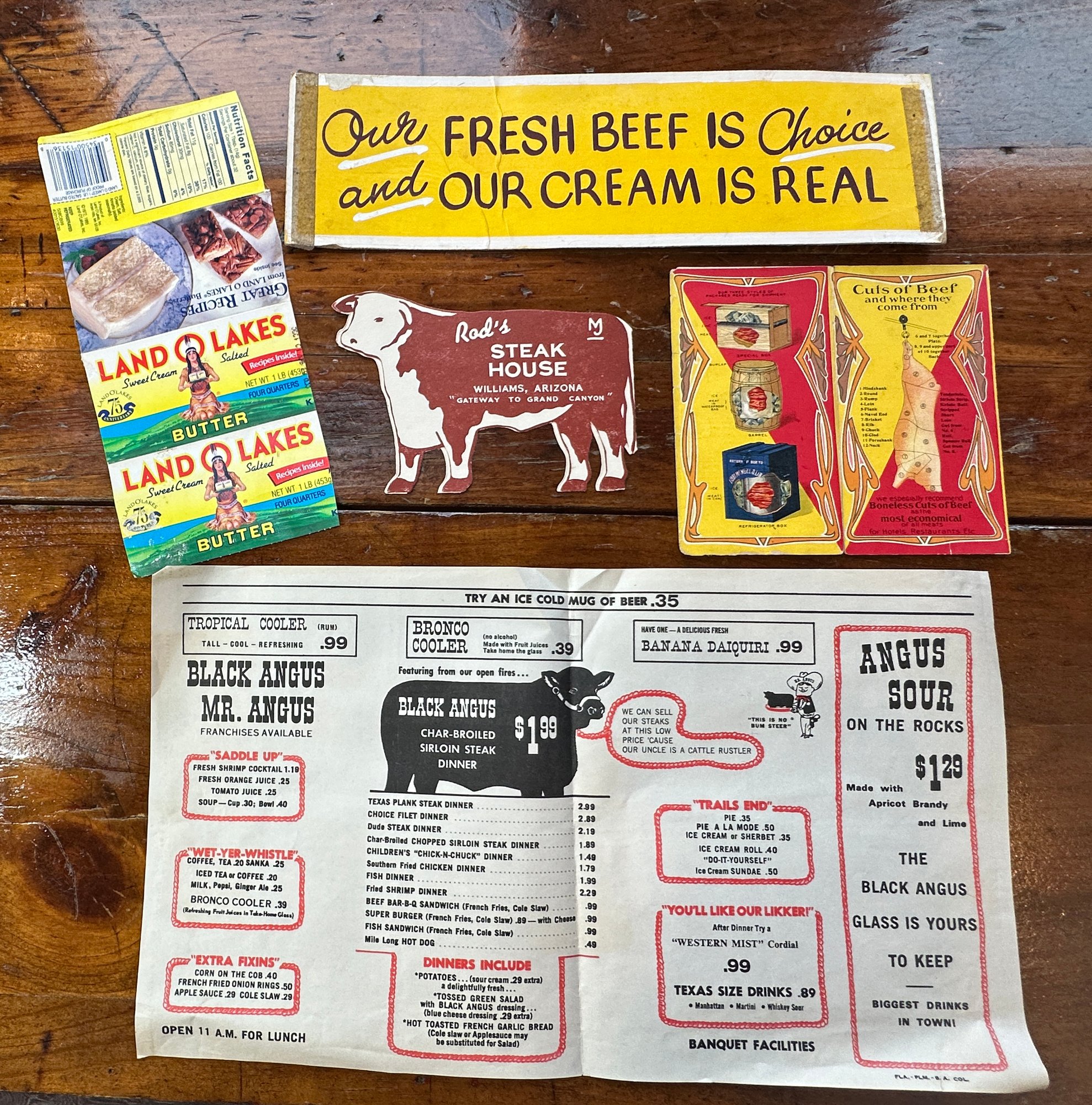 Lot 17- Early 1900s Tibbys Meat - Rods Die Cut Cow Menus - Land O Lakes ...