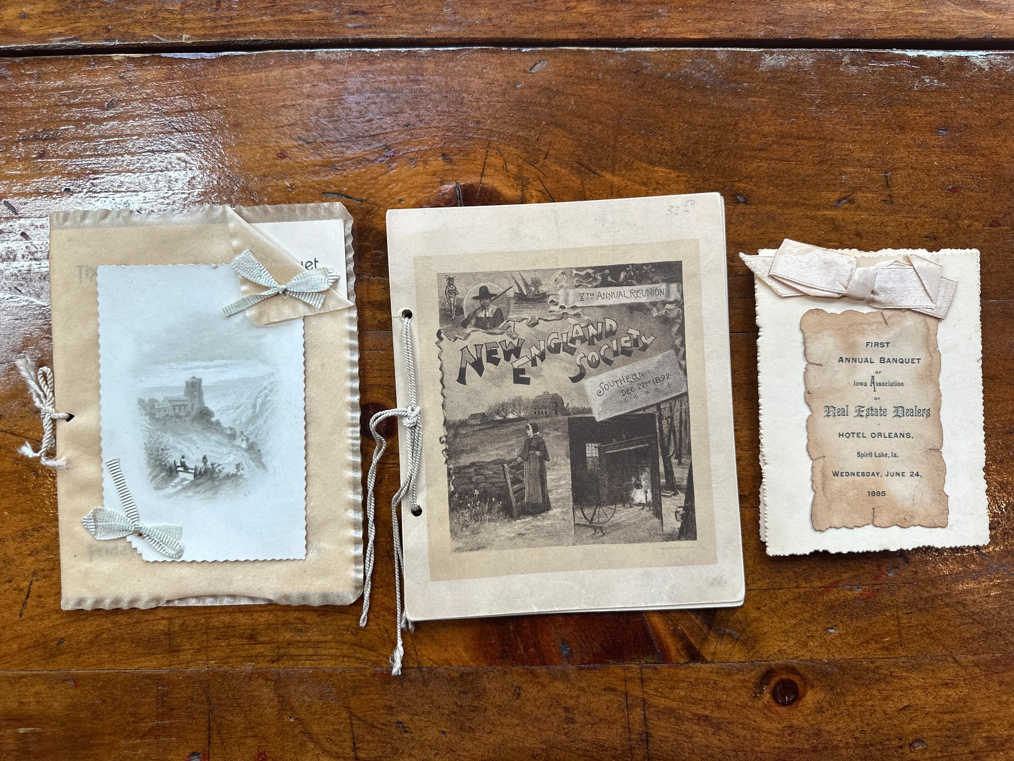 Lot 34- Late 1800s Invitation Banquet Menus - New England Society Real ...