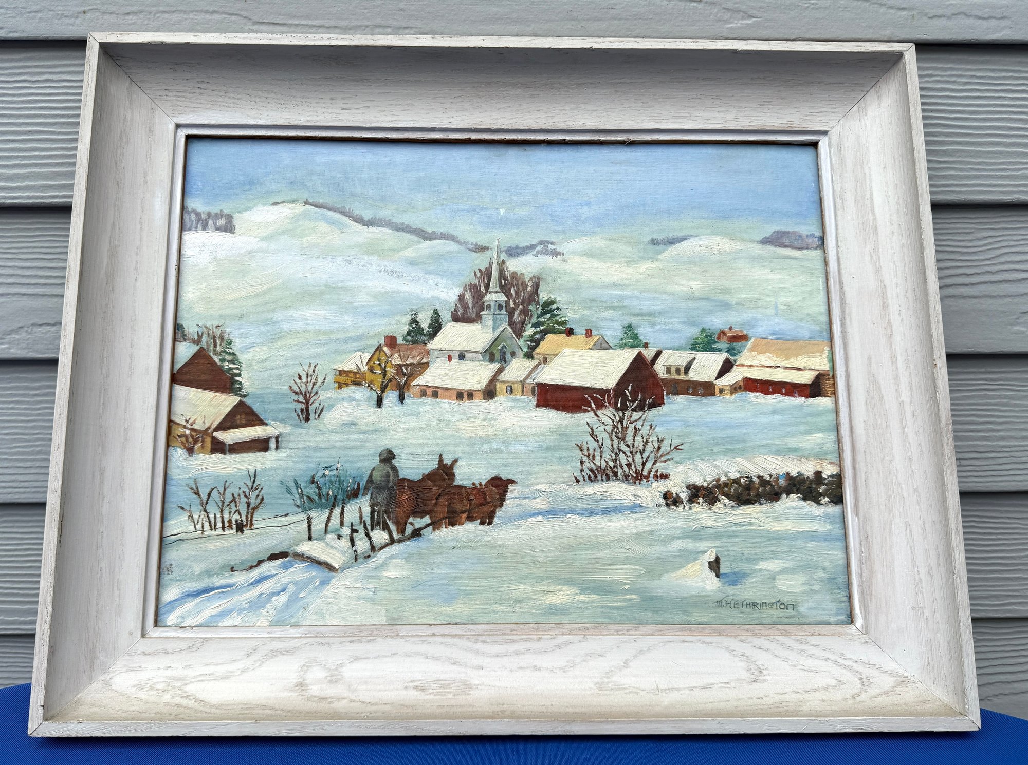 Lot 415 - Original Art Winter Scene Painting By M. Hethrington - Local ...