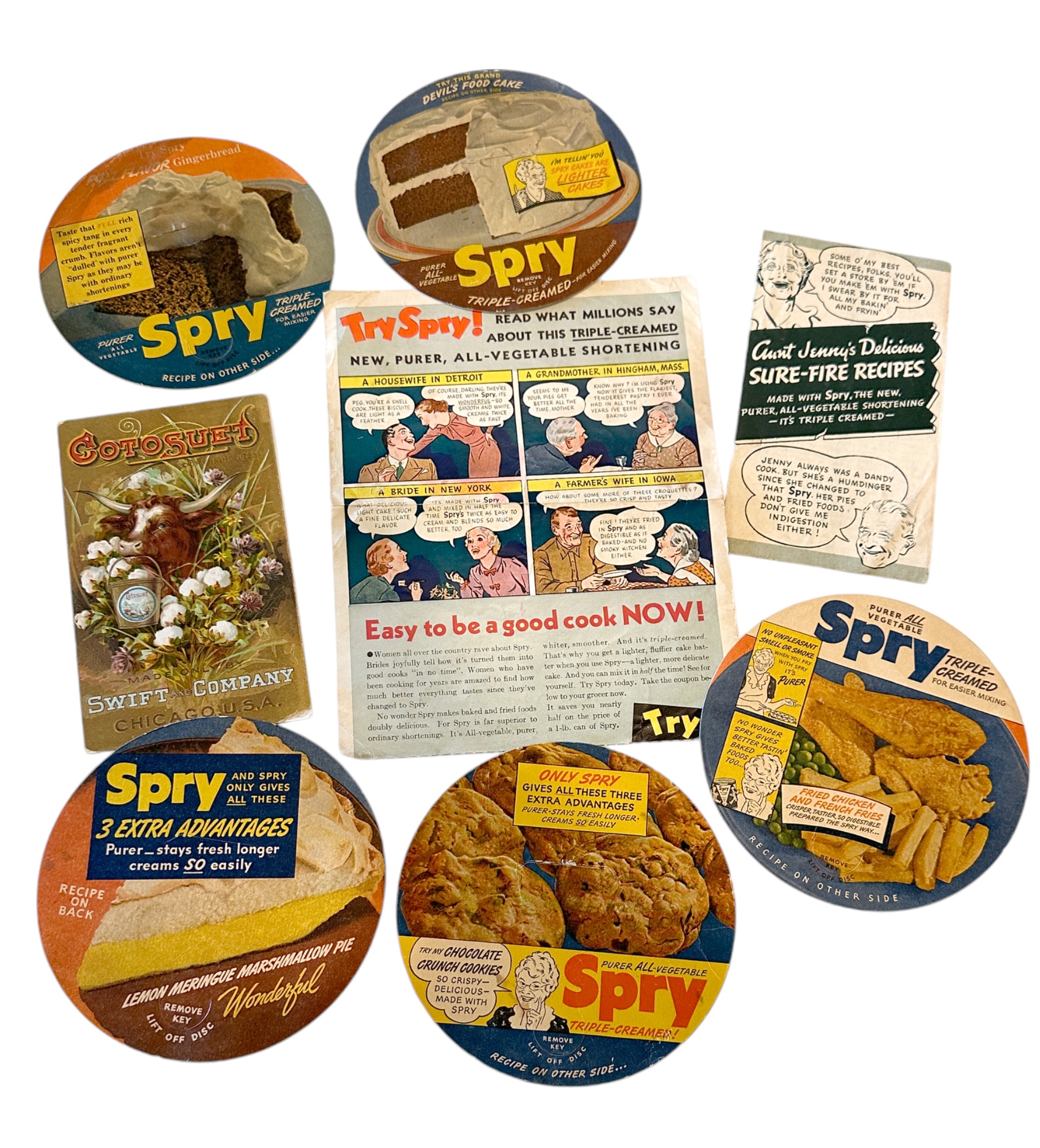 Lot 314- 1950s SPRY Vegetable Shortening - Advertising - Vintage Round ...