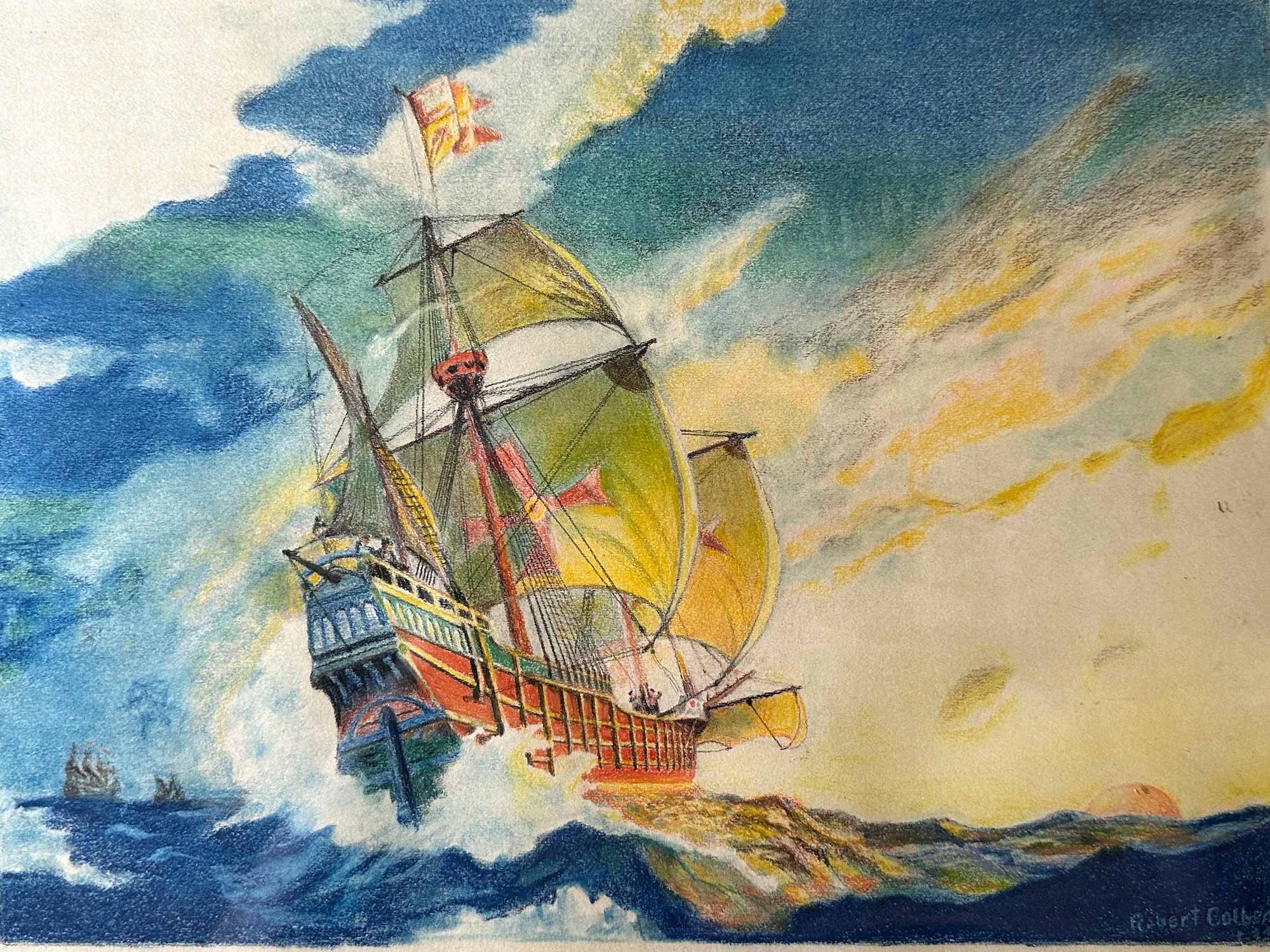 Lot 347 - Original Santa Maria Master Clipper Ship - Signed By Artist ...