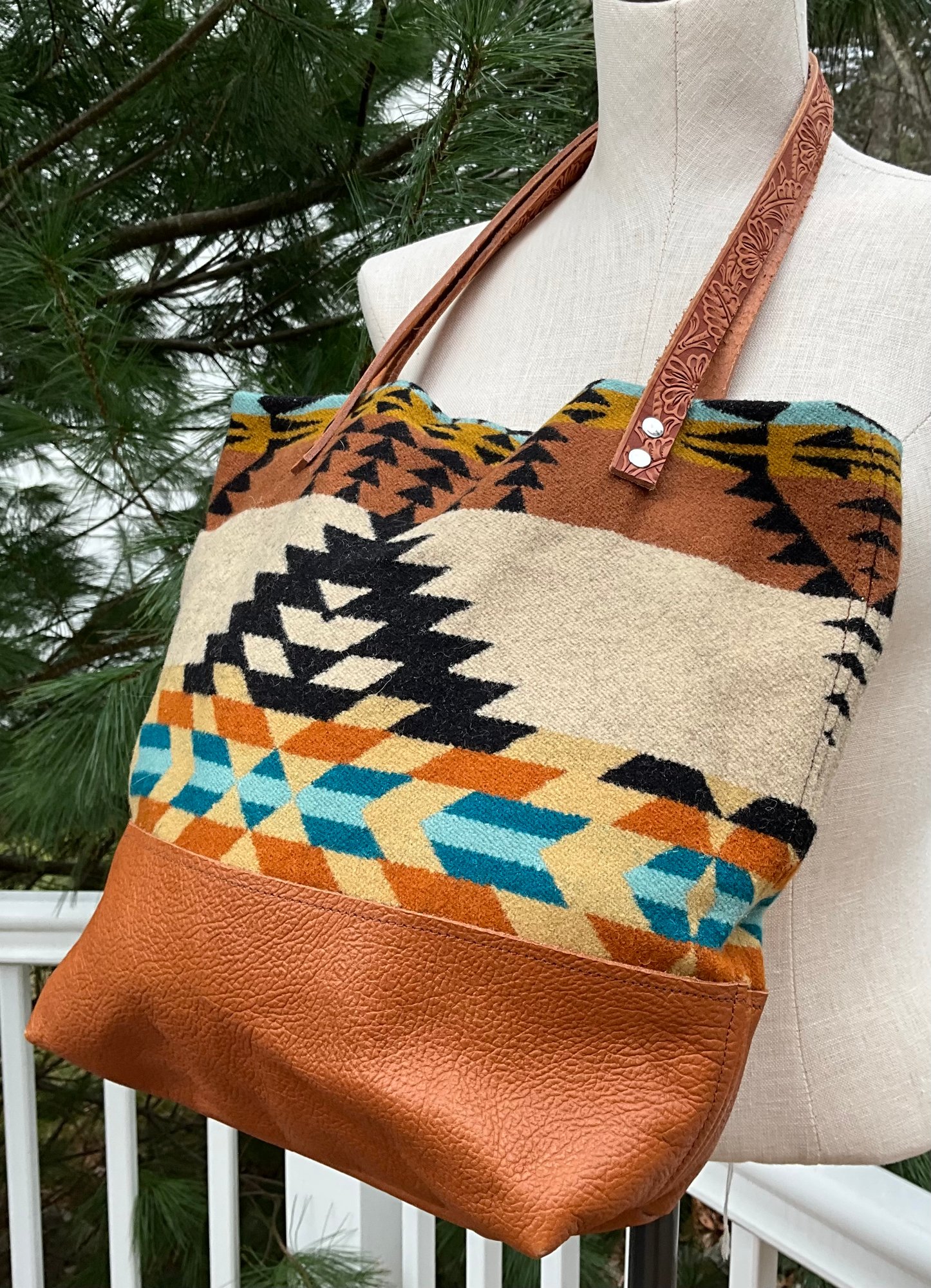 Lot 3SES- Woodside Goods Pendleton Wool Southwestern Tote Bag Purse ...
