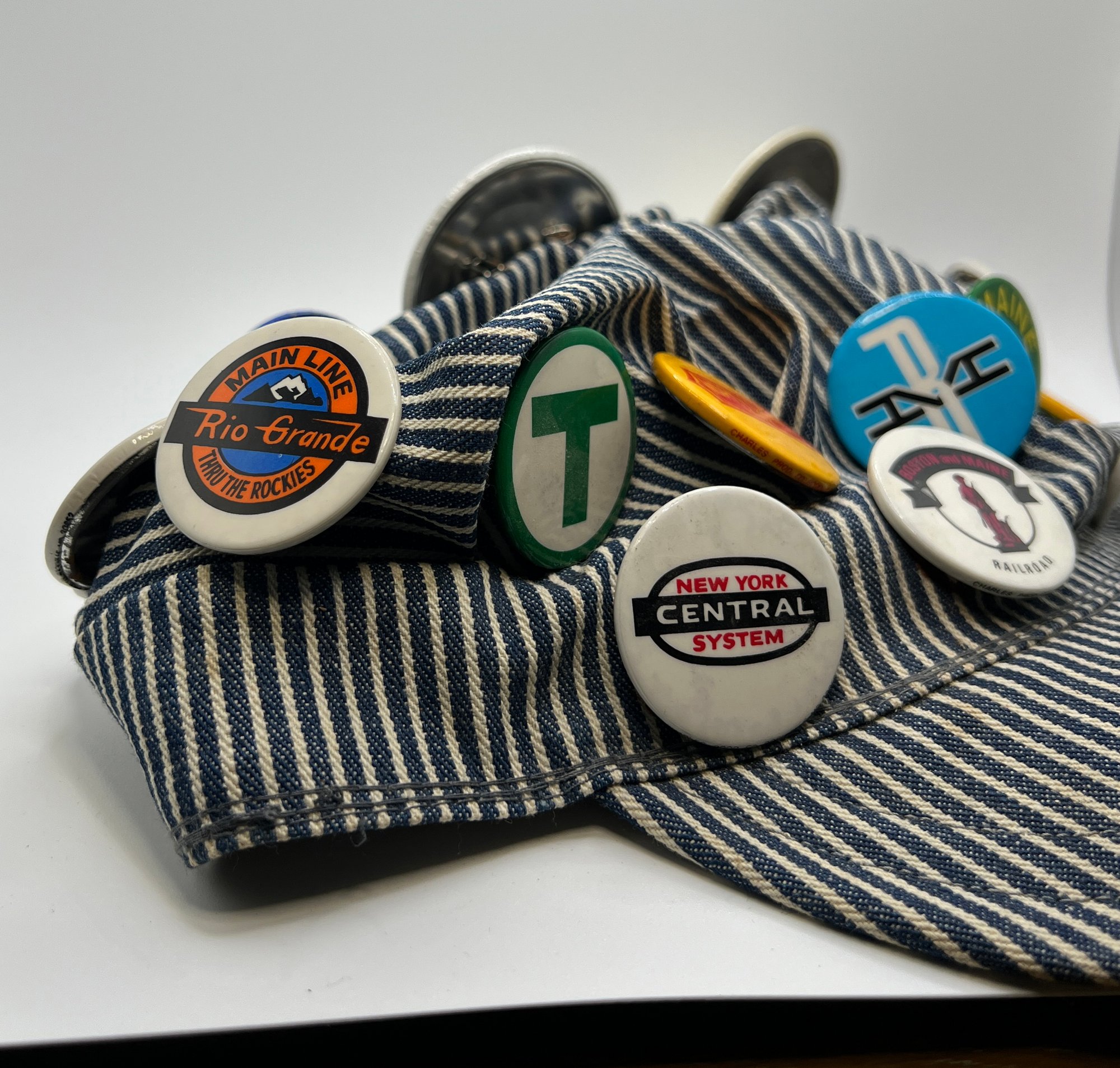 Lot 39 - CHOO CHOO! Engineer Railroad Cap With Several Collectors Pins ...