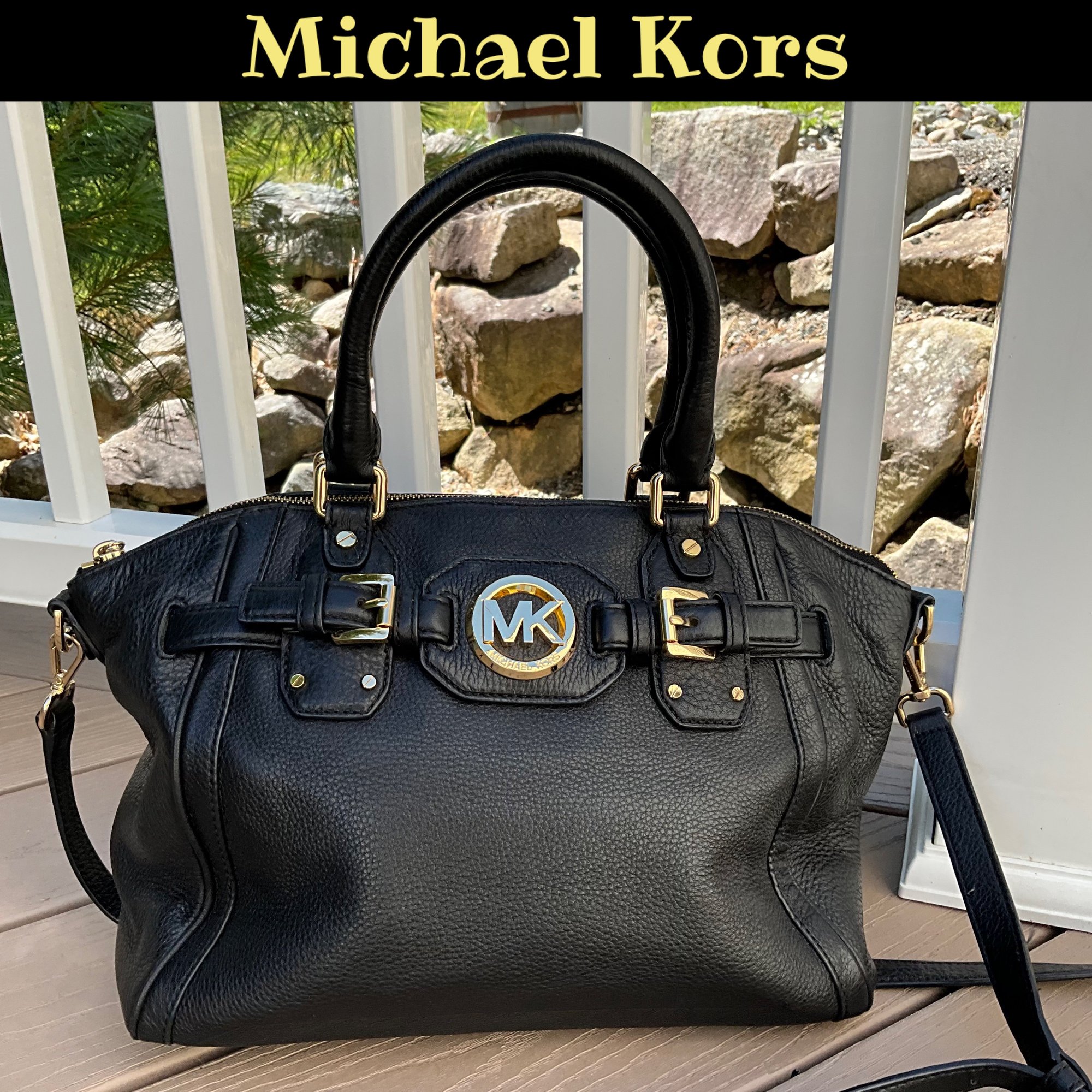 Lot 30SES- Michael Kors Black Pebbled Leather Shoulder Bag - Cross Body ...