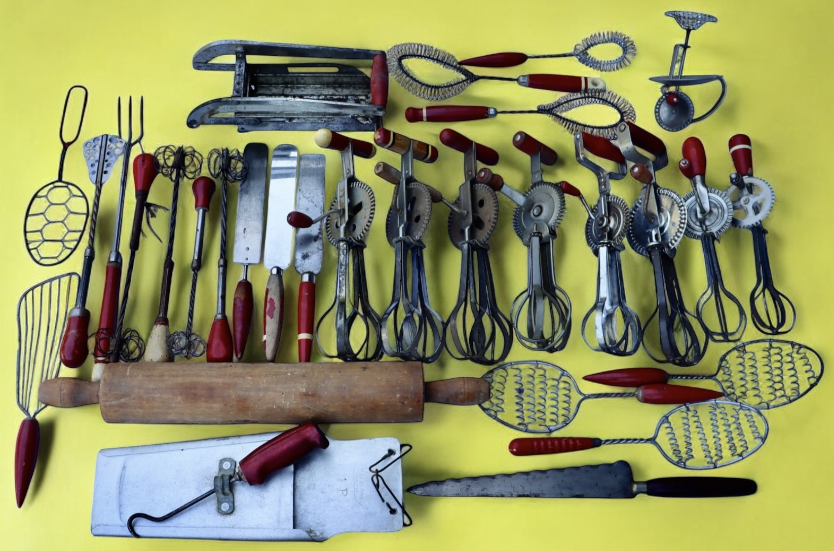 Lot 209 - 1930s Red Handle Utensil 29 Kitchen Tools - Androck - Steel ...