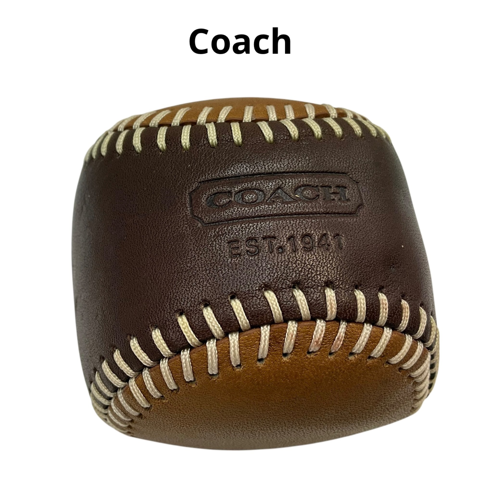 Lot 39SES- Coach Brown Leather Baseball Paperweight #19241 ...
