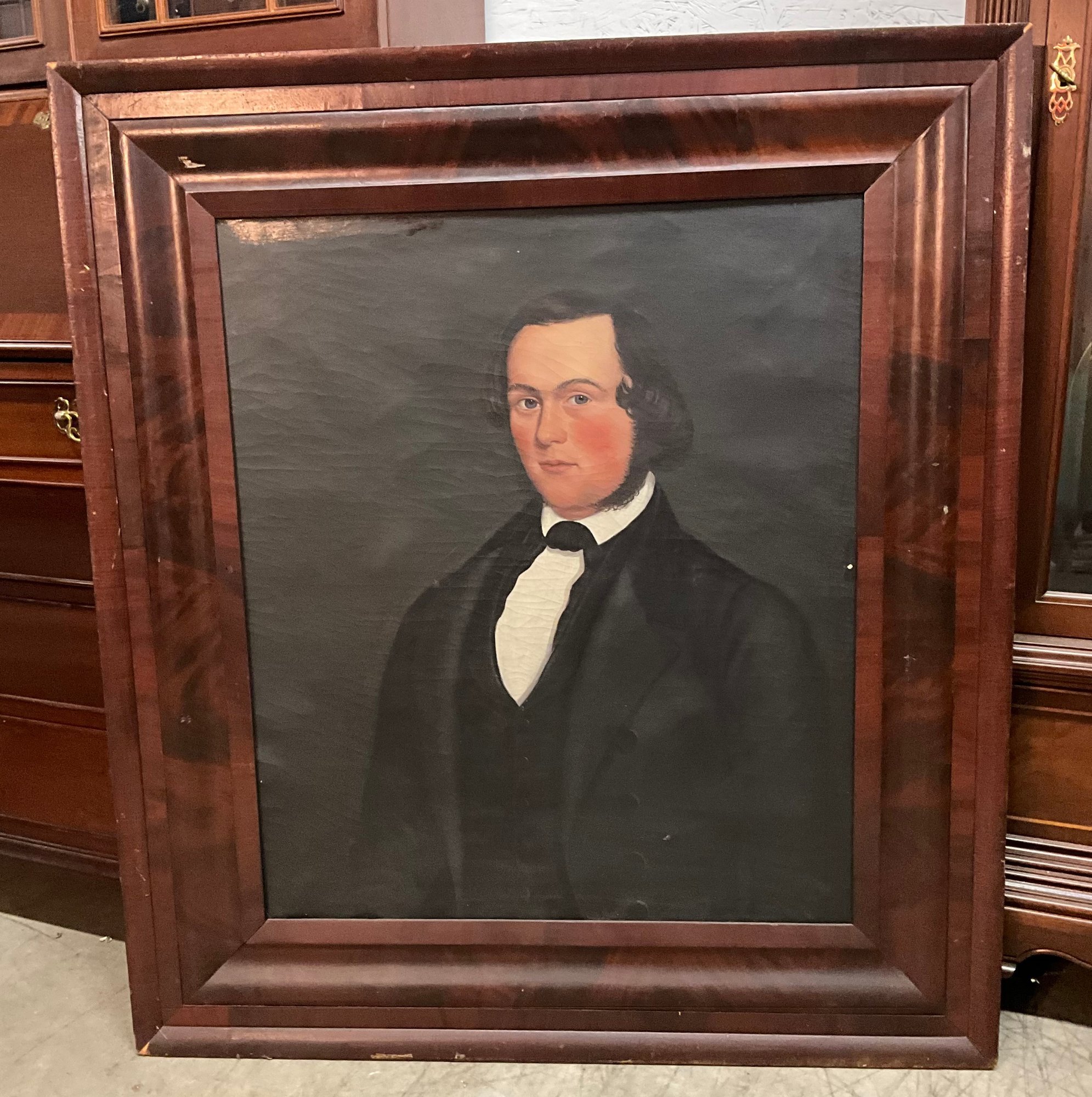Lot 78- 19c Antique Portrait Painting Gentleman Oil On Canvas - Elam ...