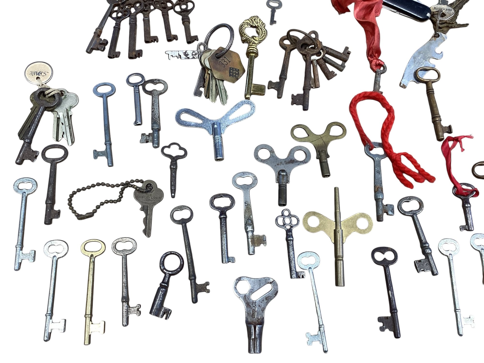 Lot 1RR-Large Lot Brass Antique Skeleton Keys -Numbered - Hollow Barrel ...