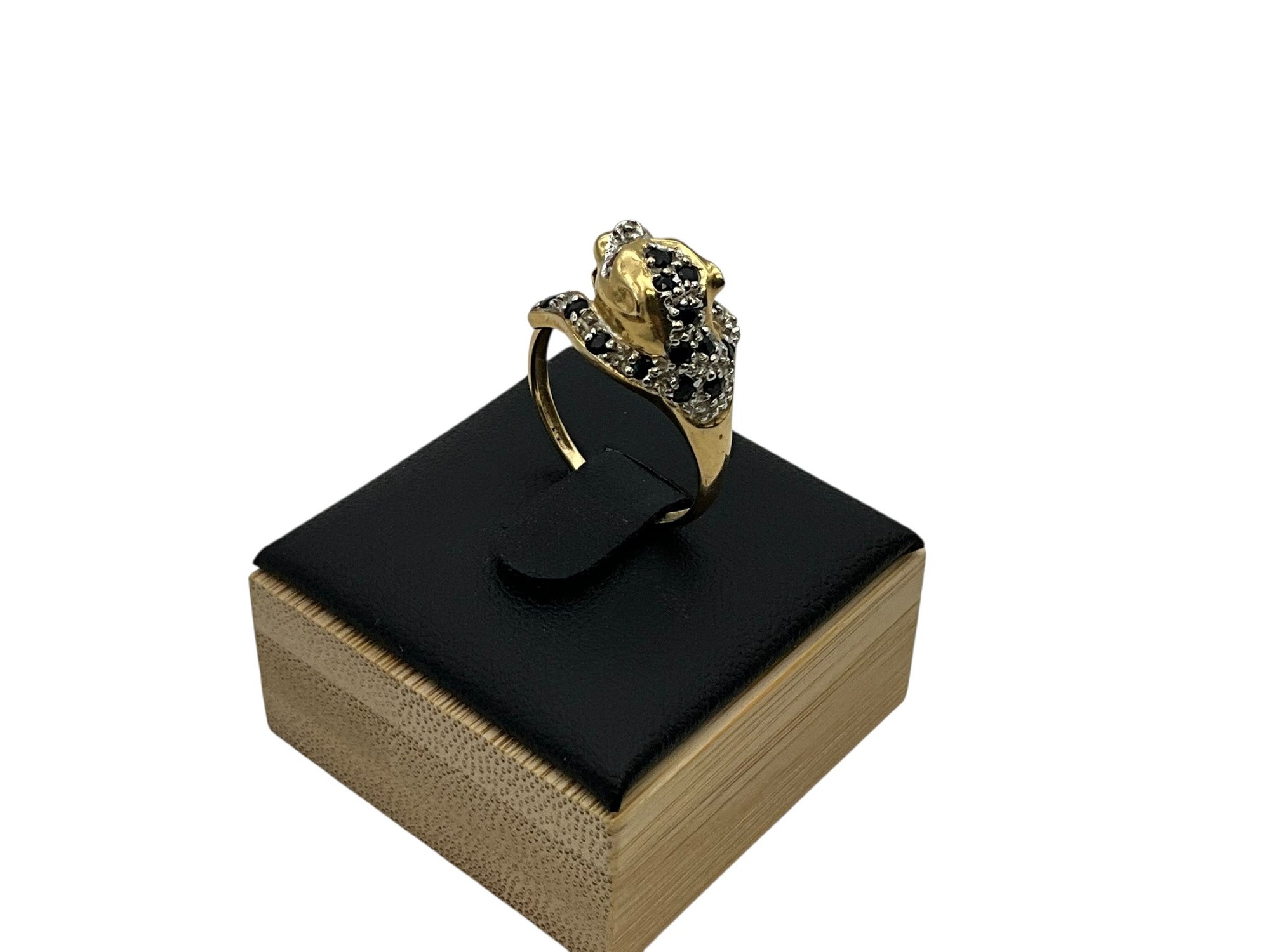 Lot 28DD- 14K Gold 585 Sapphire Diamond Ruby Leopard Ring Size 7 ...